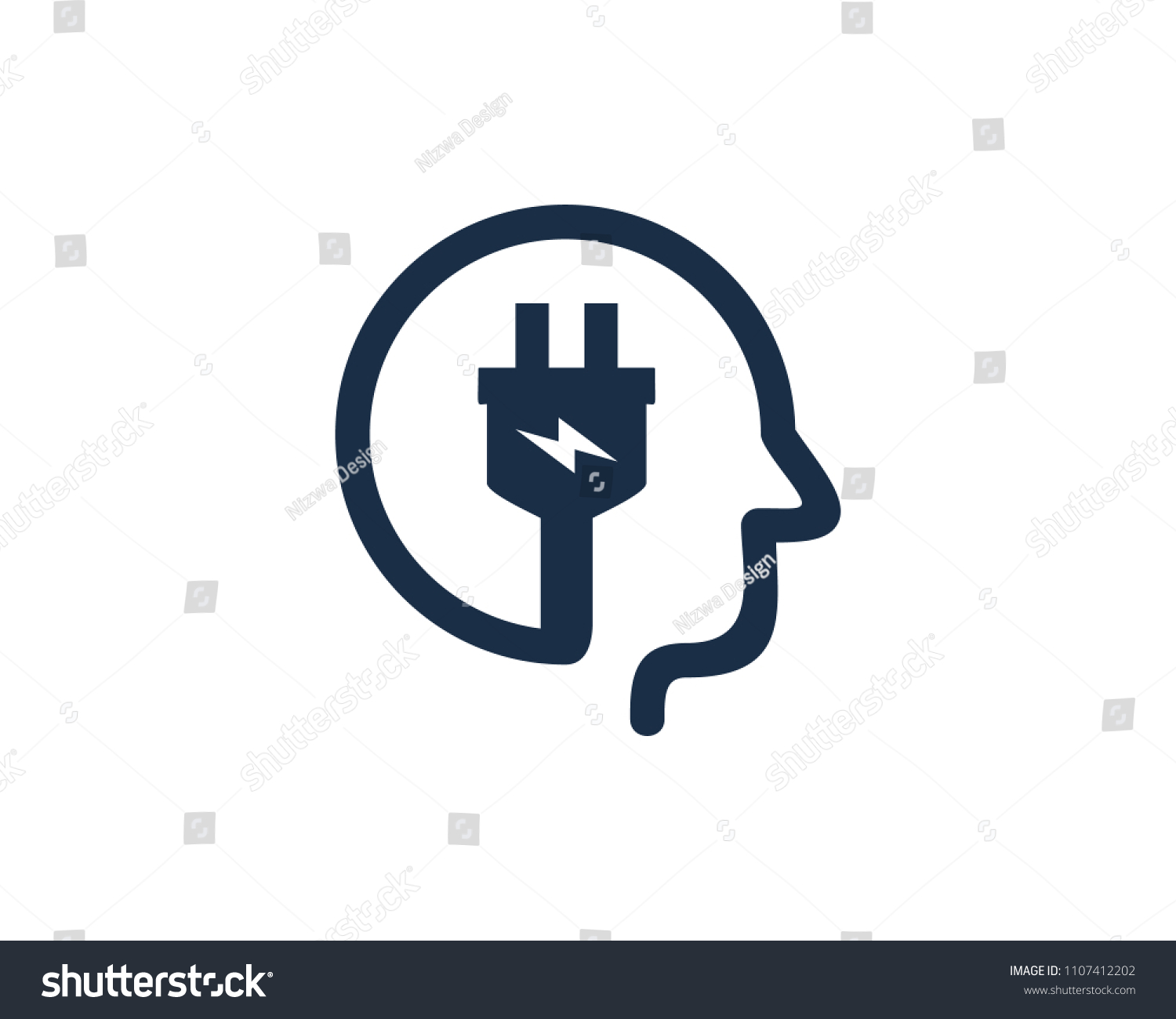 Head Mind Electric Icon Logo Design Stock Vector (Royalty Free) 1107412202