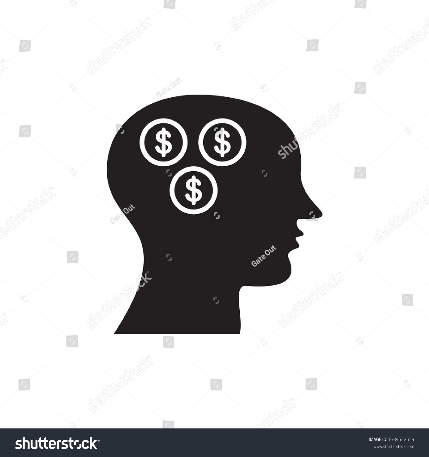 Head Money Icon Stock Vector (Royalty Free) 1339522559