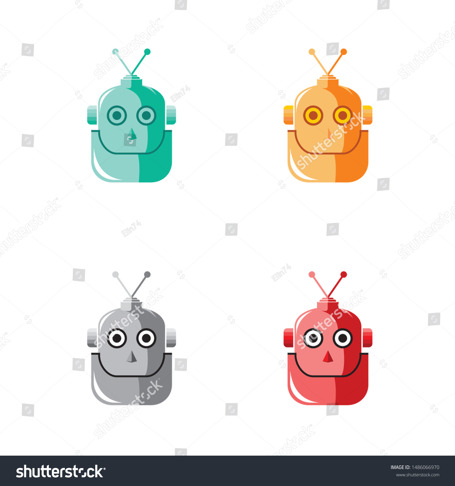 Head Robot Technology Cute Cartoon Stock Vector (Royalty Free ...