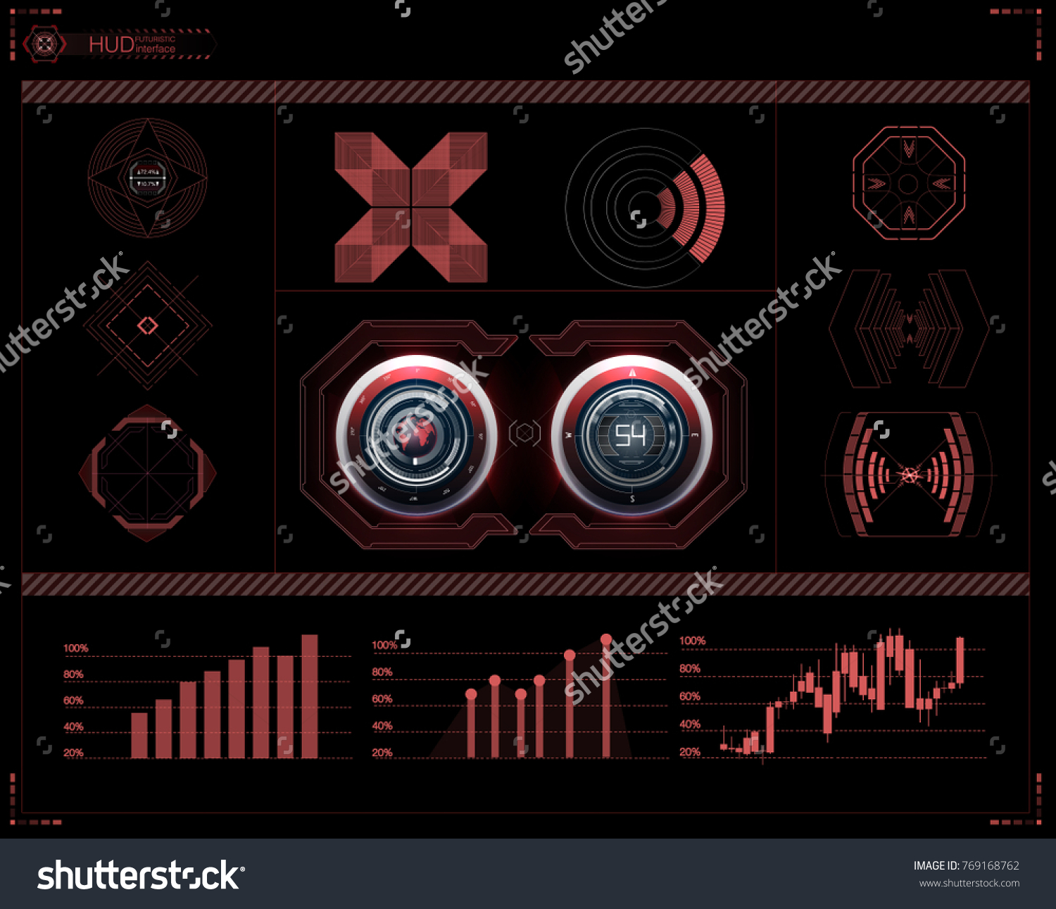 Headup Display Template Future Hud Stock Vector (Royalty Free ...