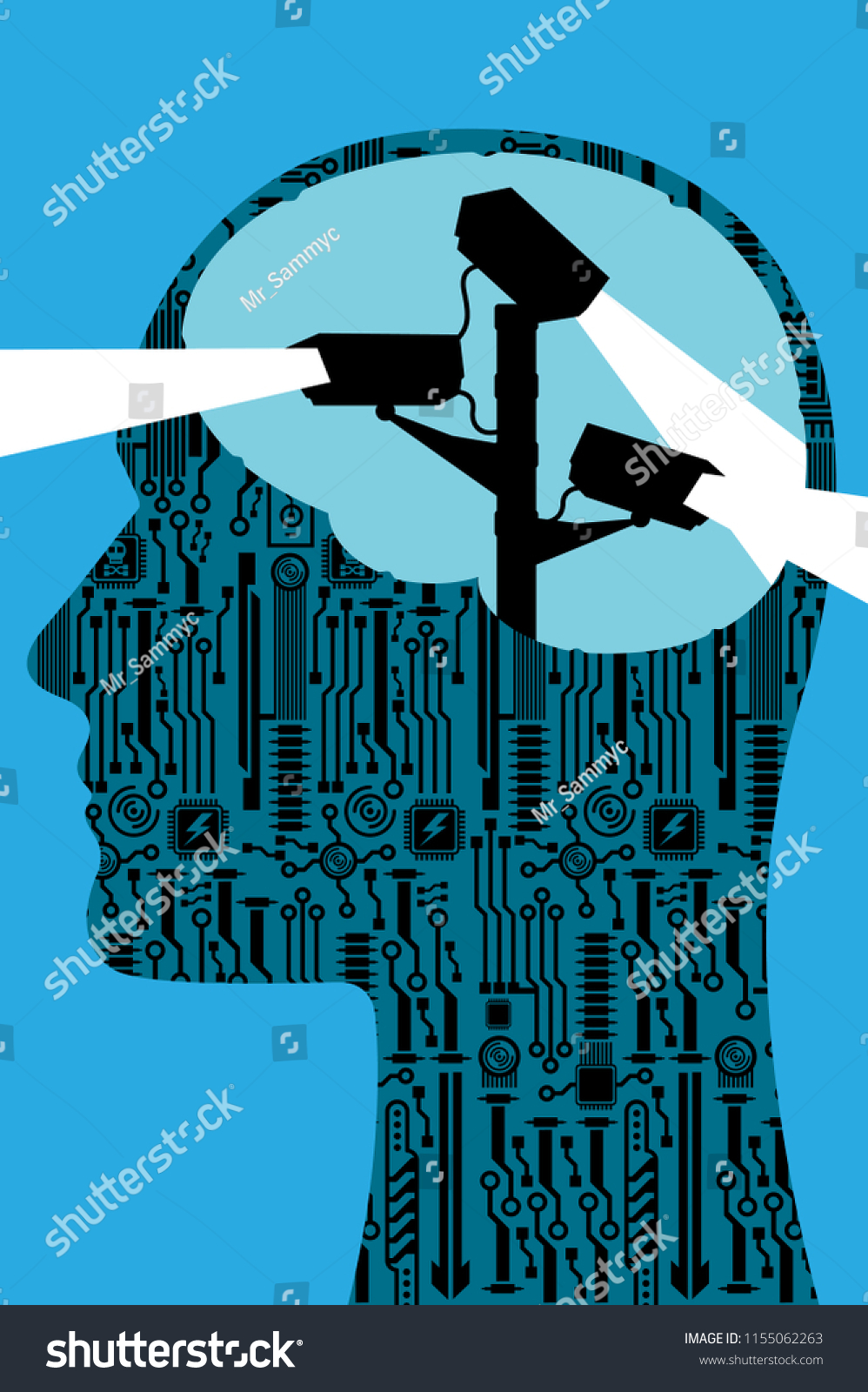 Head Cctv Cameras Vector Illustration Stock Vector (Royalty Free ...