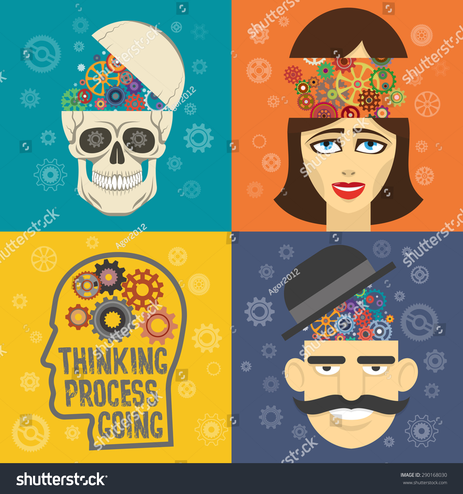 Head Gears Skull Mechanisms Thinking Process Stock Vector (Royalty Free ...