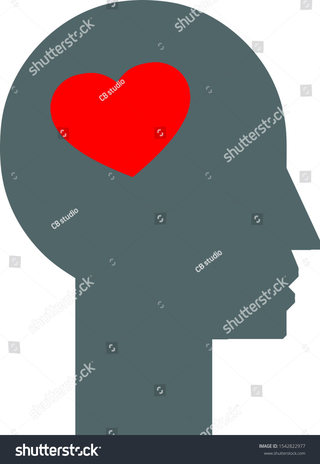 Head Heart Icon Vector Illustration Stock Vector (Royalty Free) 1542822977
