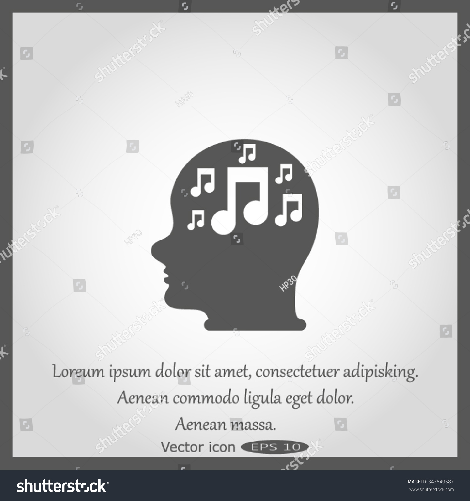 Head Musical Note Stock Vector (Royalty Free) 343649687