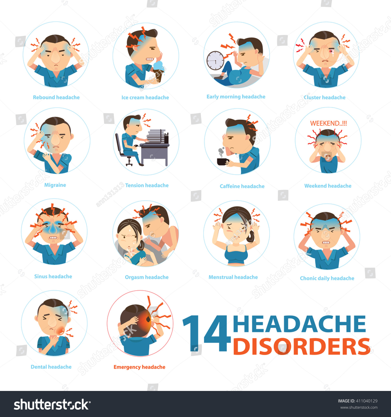 Headache Disorders Info Graphics Circlevector Illustrations: Vector có ...