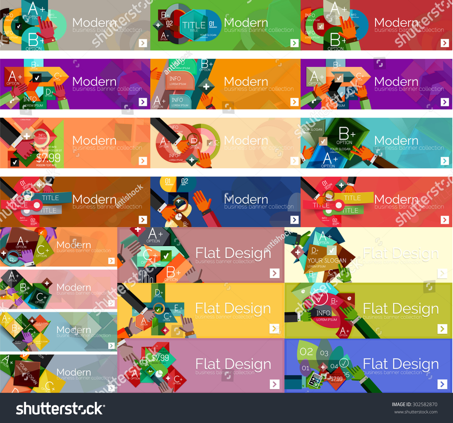 Headers Flat Design Option Infographic Banners Stock Vector (Royalty ...