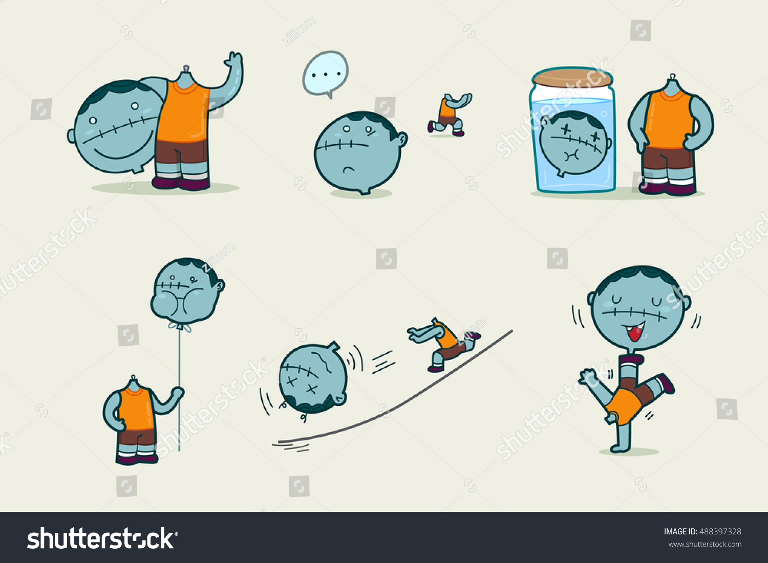 Headless Ghost Cartoon Character Design Vector Stock Vector (Royalty ...