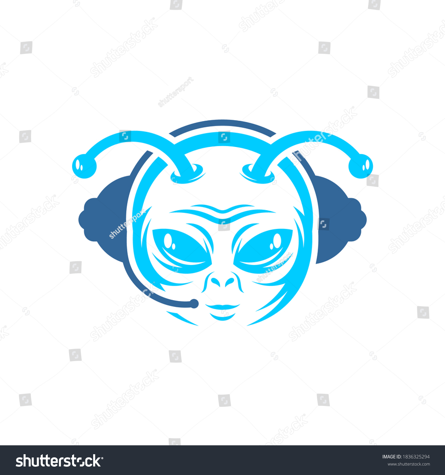Headphone Alien Logo Design Vector Illustration Stock Vector (Royalty ...