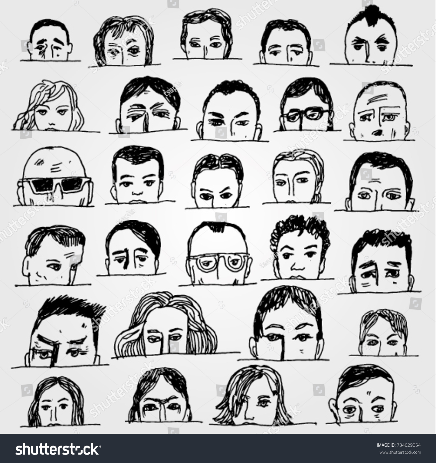 Heads Characters Stock Vector (Royalty Free) 734629054 | Shutterstock