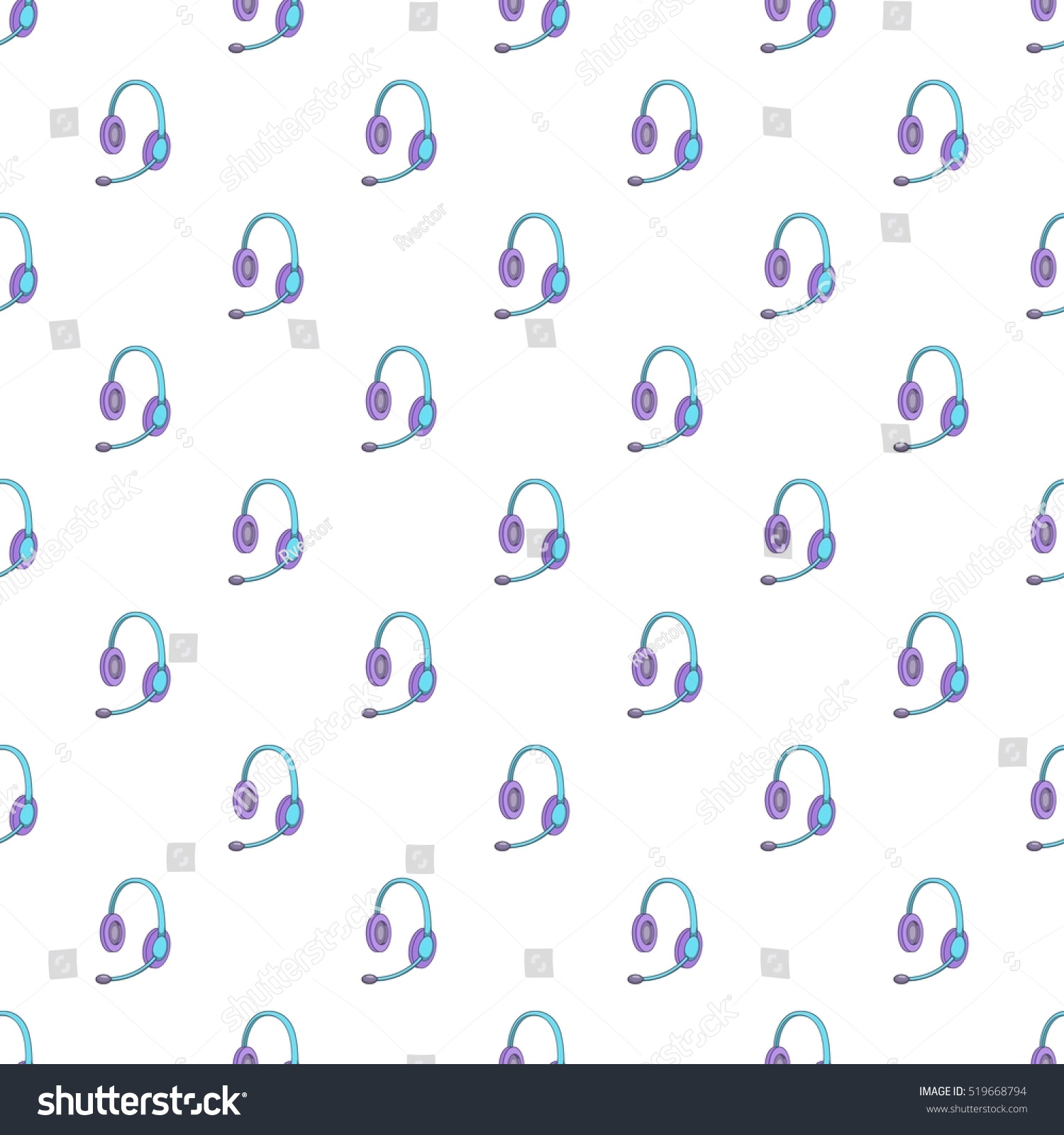 Headset Pattern Cartoon Illustration Headset Vector Stock Vector ...