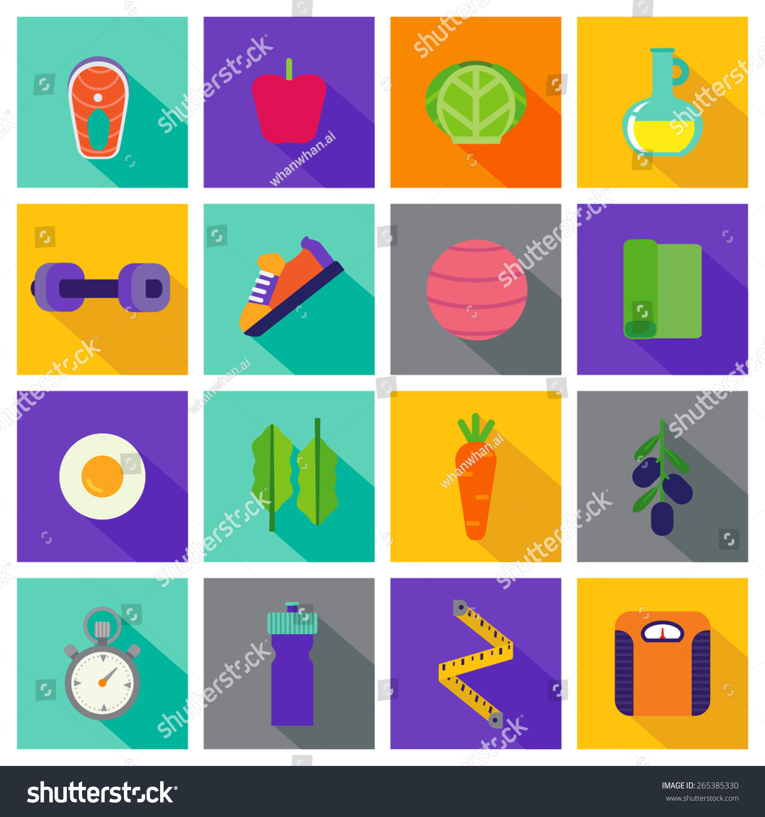 Healthy Icons Stock Vector (Royalty Free) 265385330 | Shutterstock