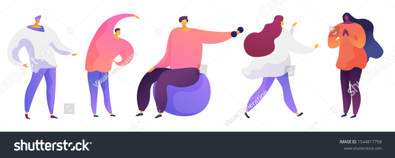 Healthy Lifestyle Flat Vector Illustrations Set Stock Vector Royalty