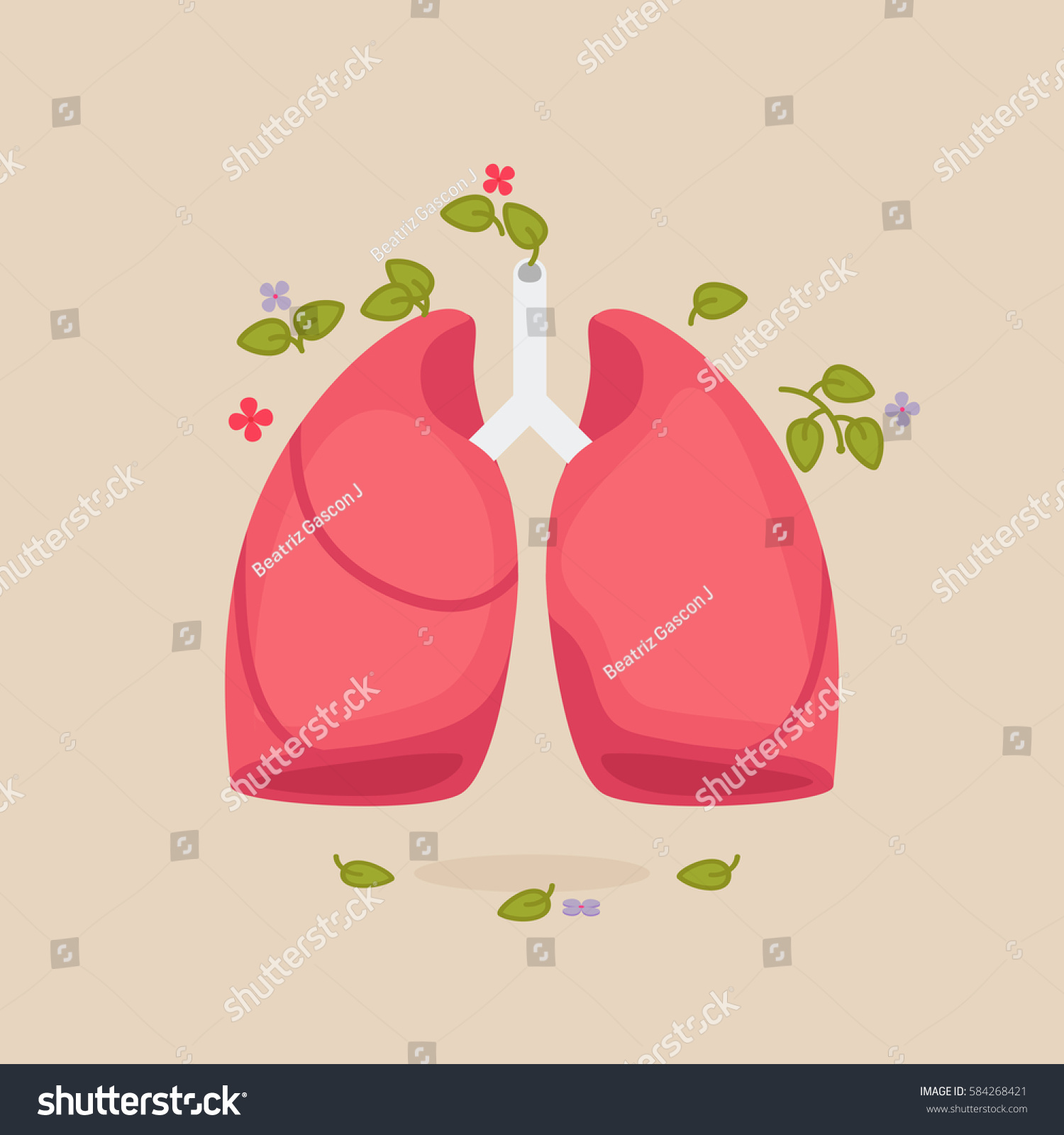 Healthy Lungs Vector Illustration Stock Vector 584268421 - Shutterstock