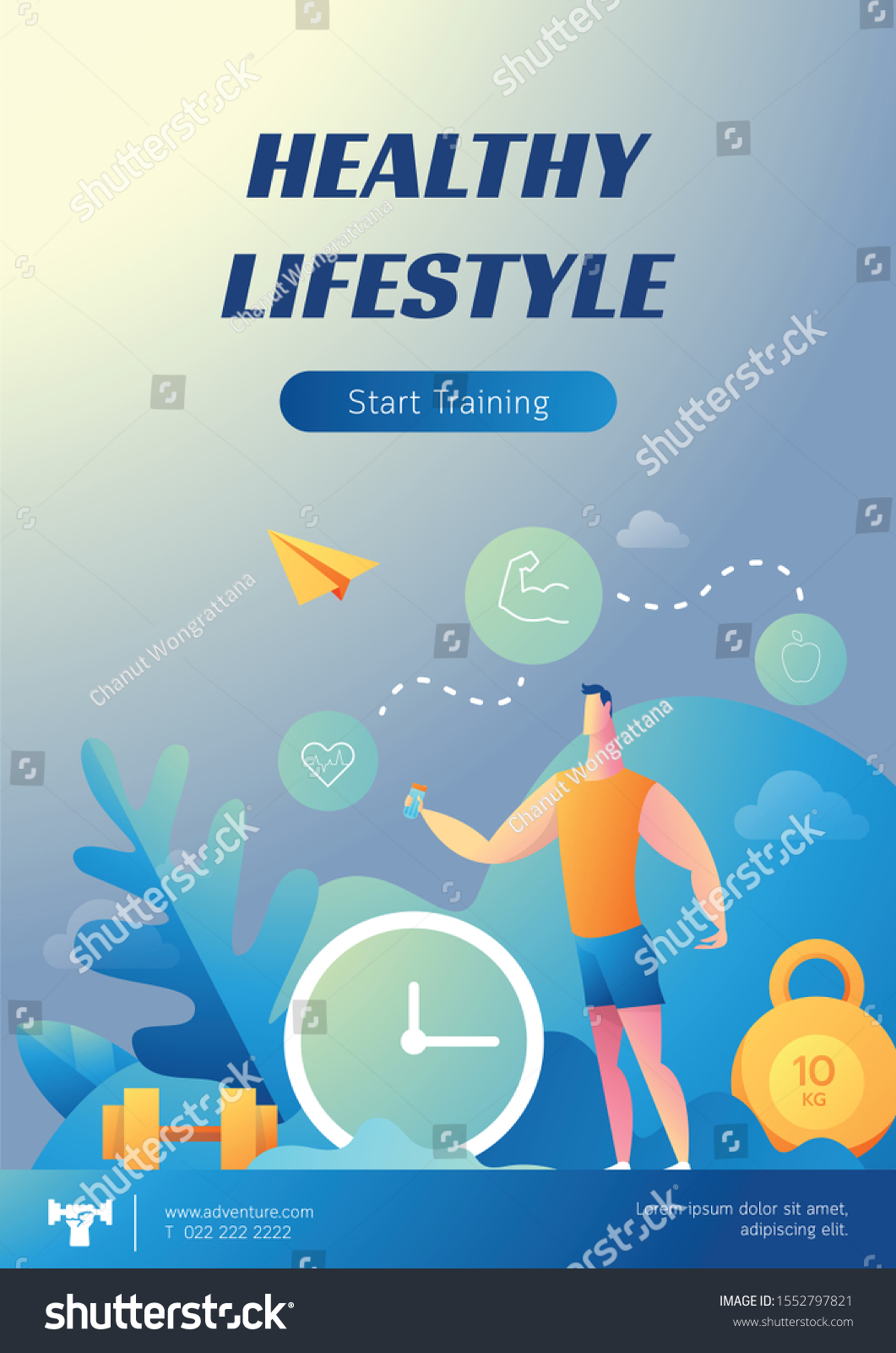 Healthy Man Elements Vector Illustration Poster Stock Vector (Royalty ...