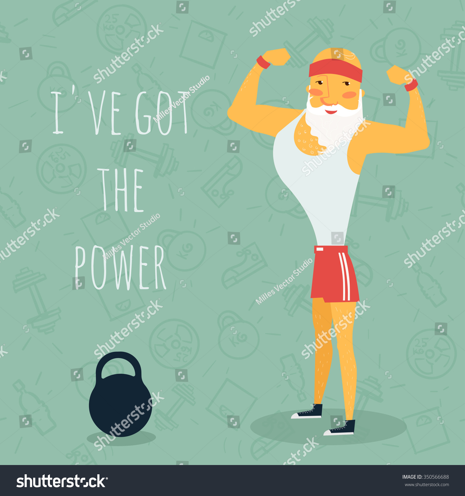 Healthy Old Man Doing Exercise Vector Stock Vector (Royalty Free) 350566688