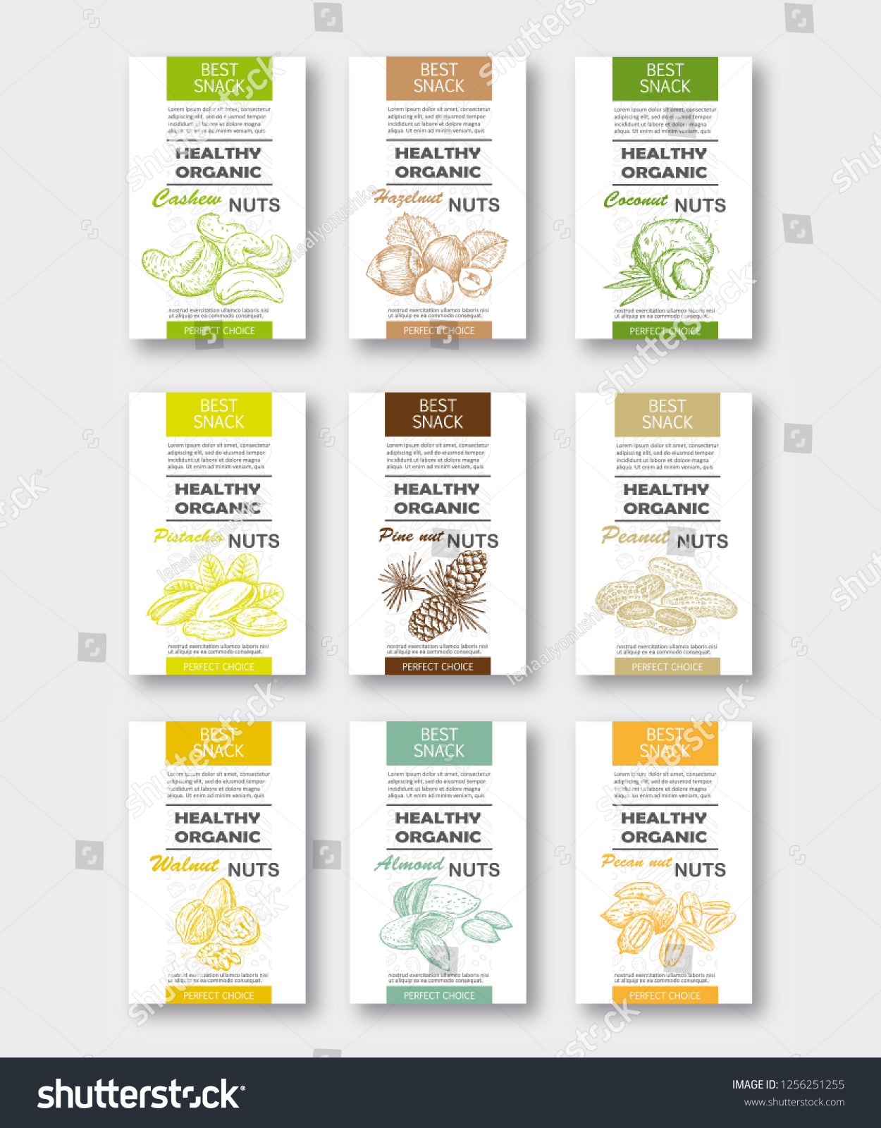 Healthy Organic Nuts Vertical Labels Set Stock Vector (Royalty Free ...