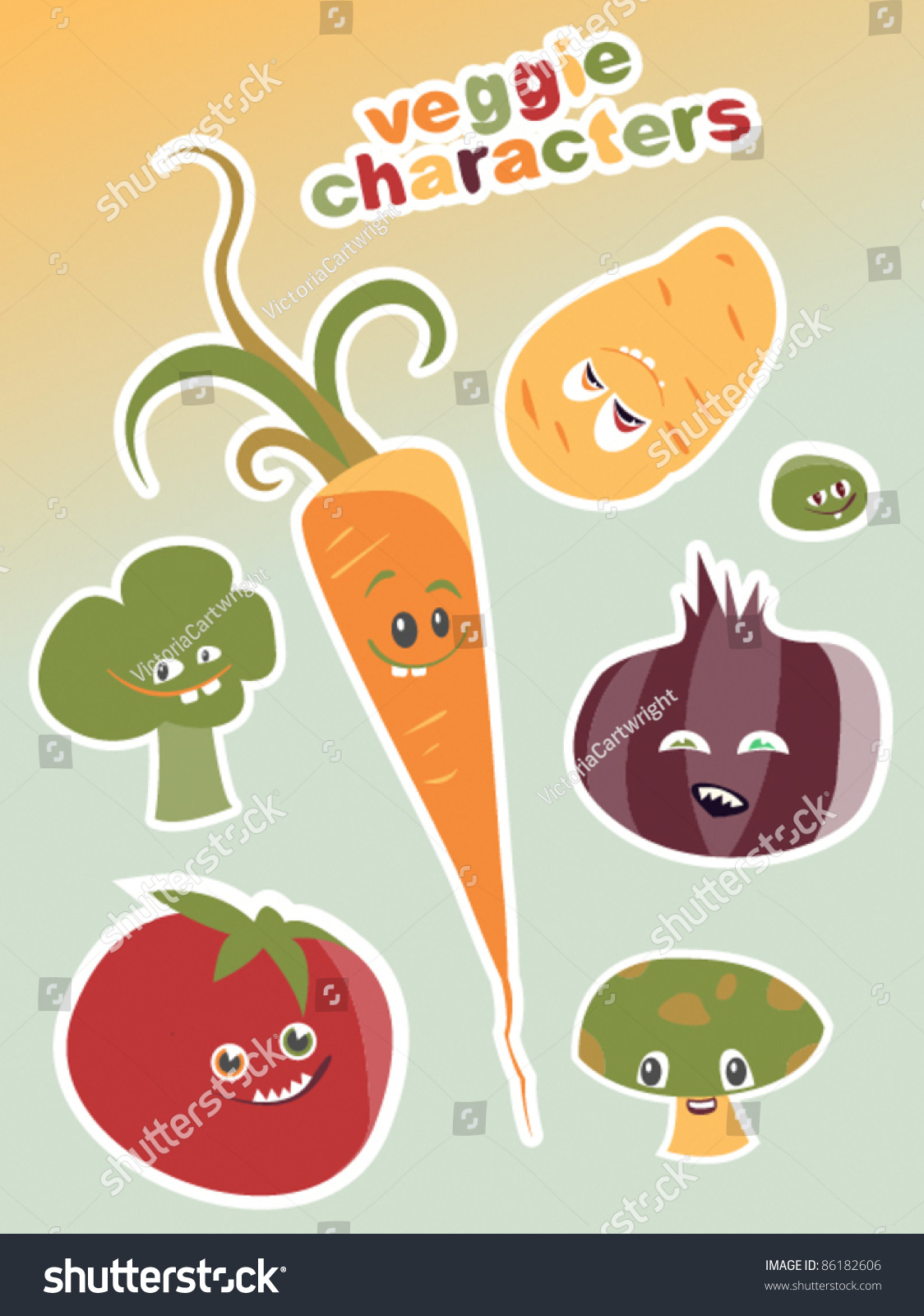 Healthy Vegetable Characters Stock Vector 86182606 - Shutterstock