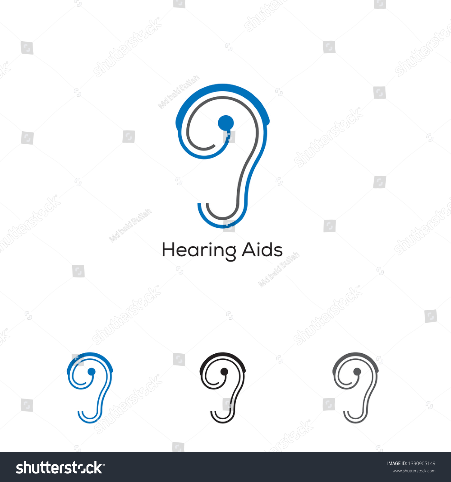 Hearing Aids Ear Aids Logo Design Stock Vector (Royalty Free) 1390905149