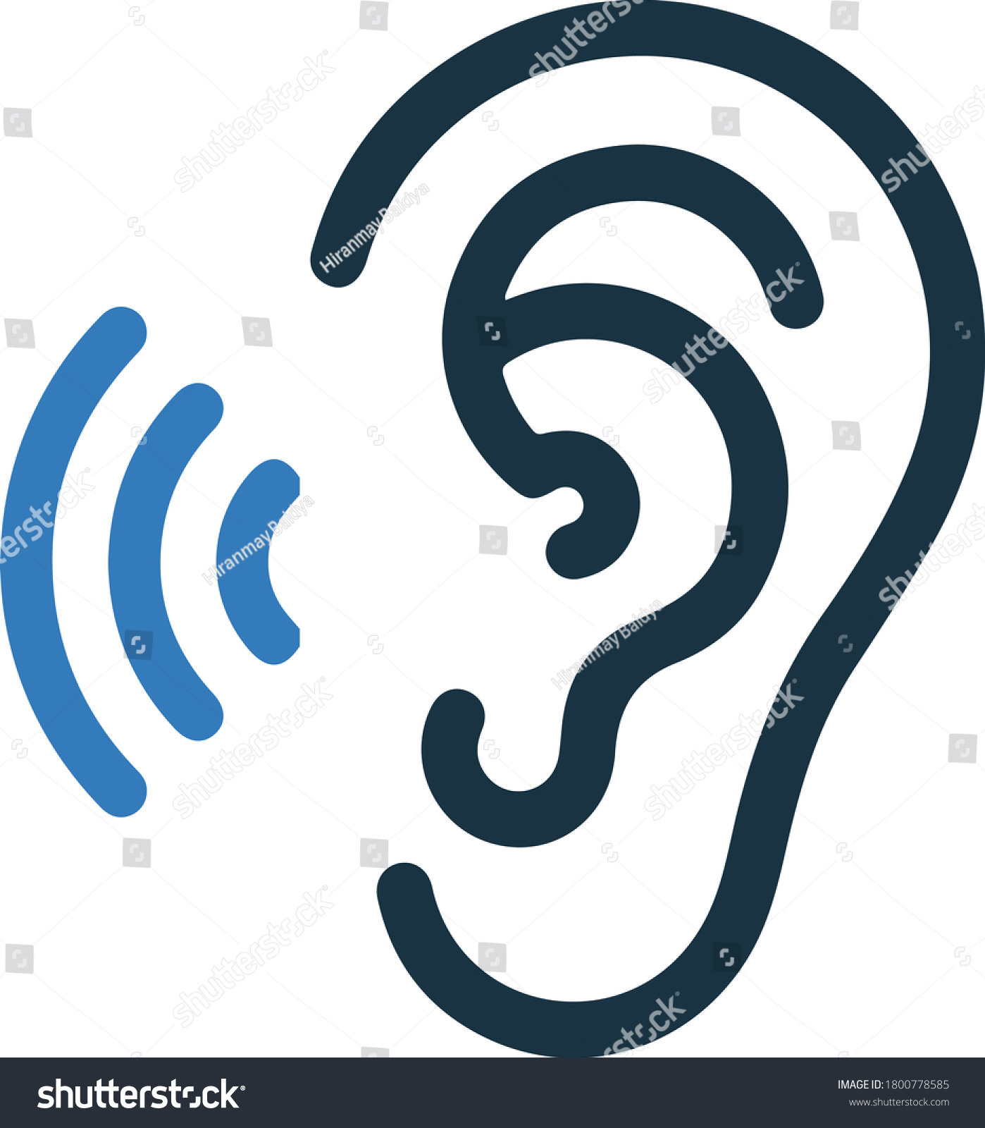 Hearing Ear Icon Vector Graphics Stock Vector (Royalty Free) 1800778585