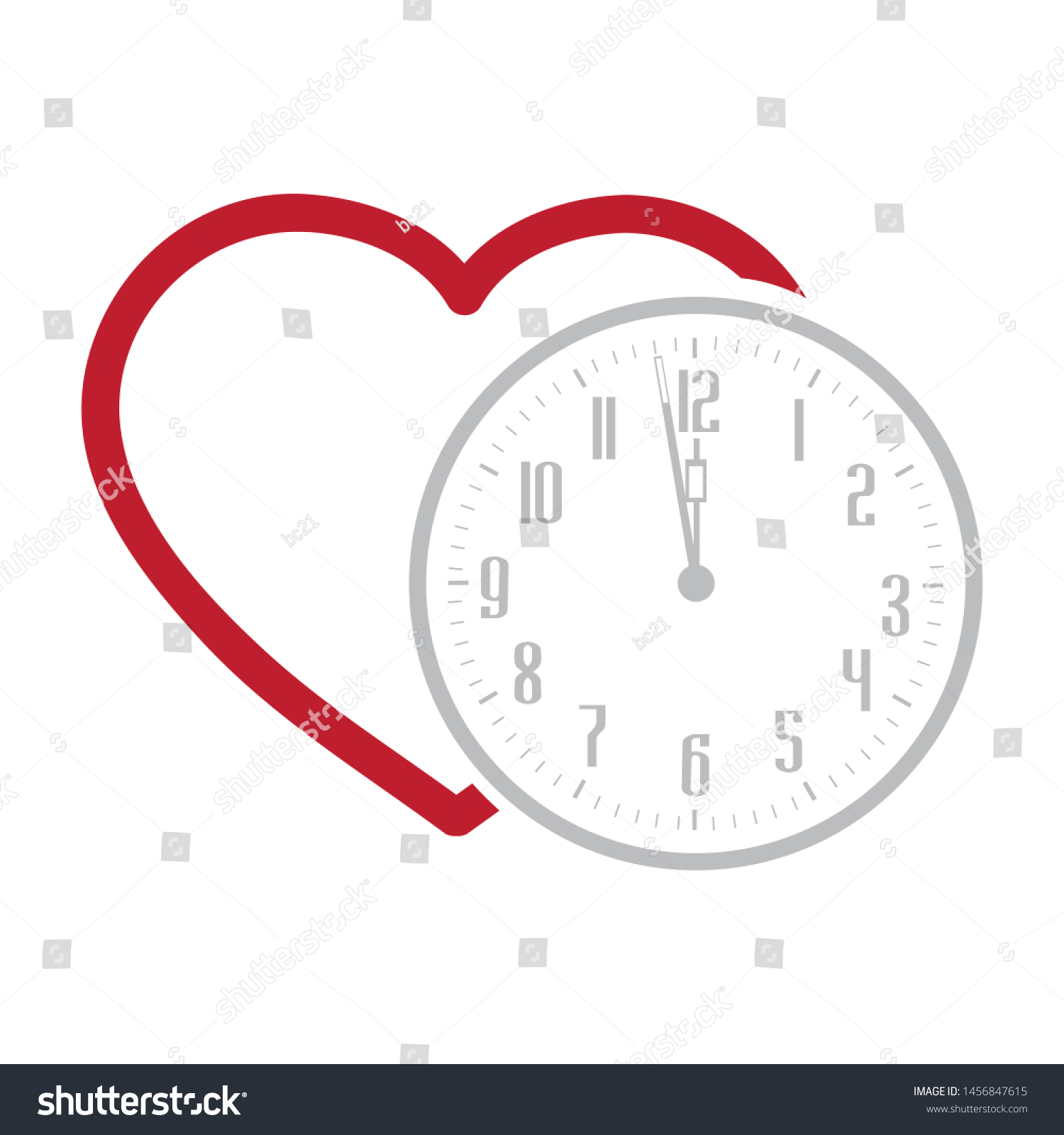 Heart Clock Vector Illustration Stock Vector (Royalty Free) 1456847615 ...