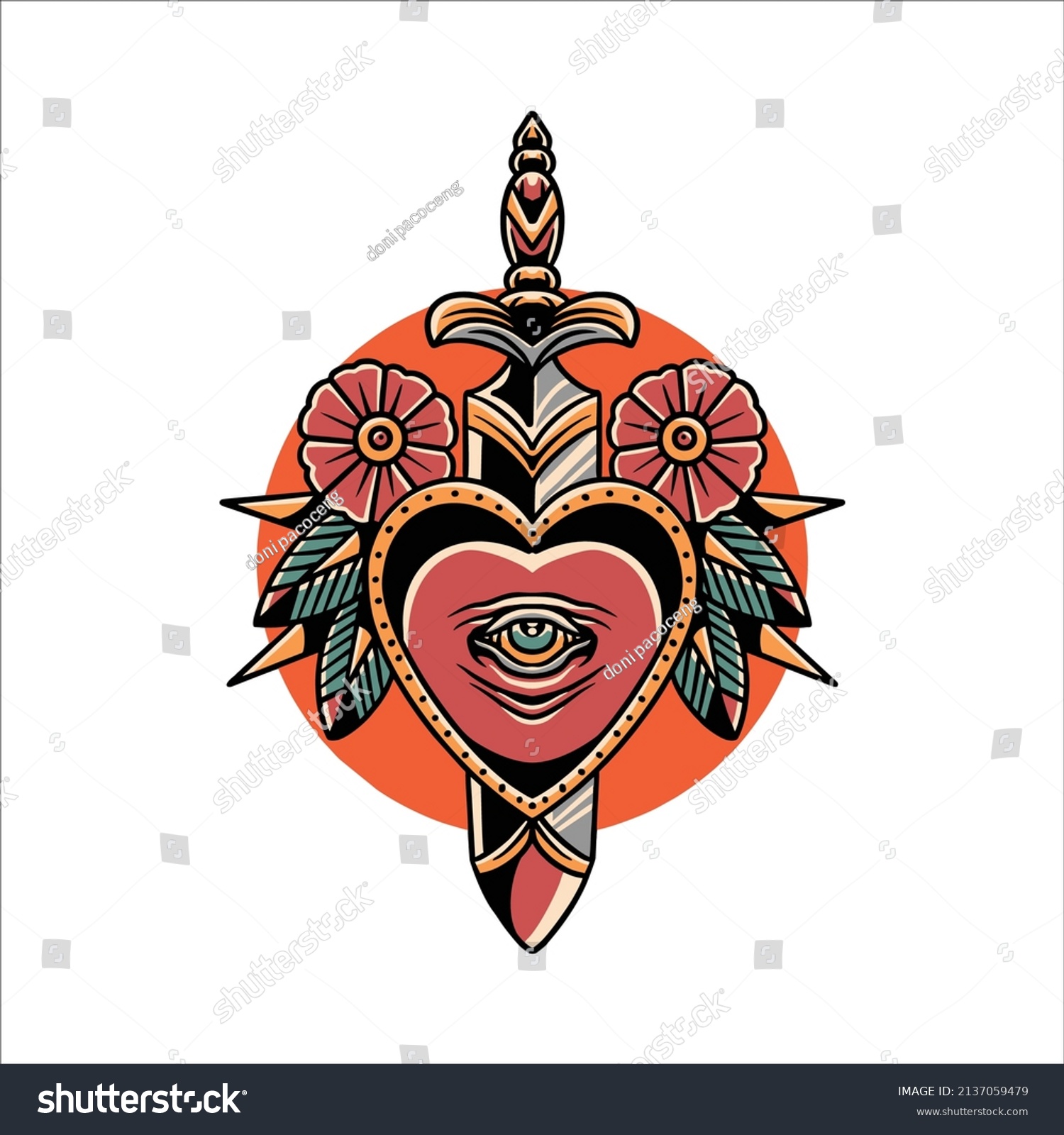 Heart Dagger Tattoo Vector Design Stock Vector (Royalty Free ...