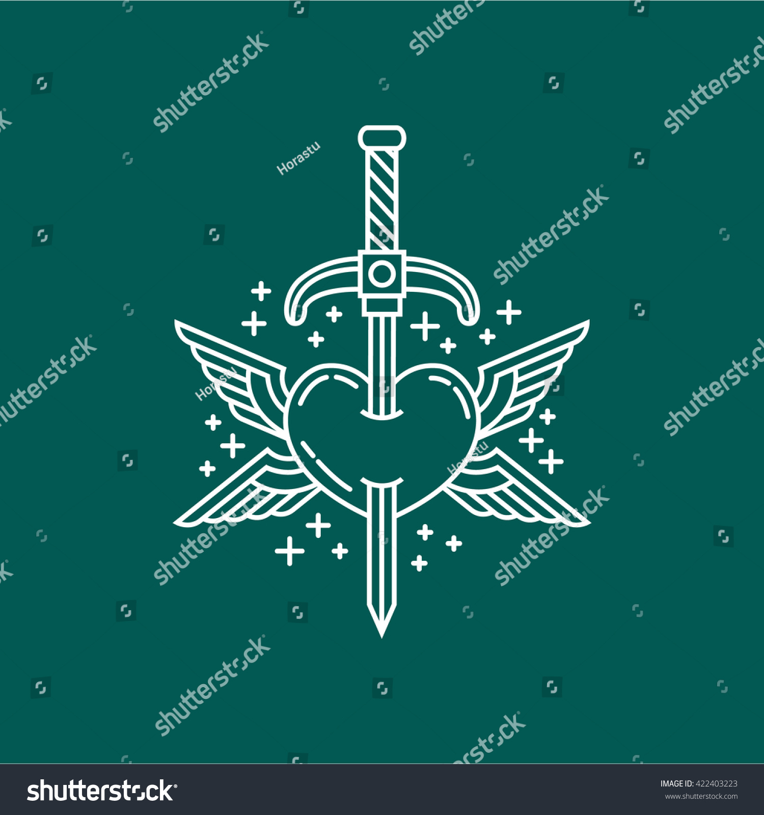 Heart Sword Line Logo Vector Stock Vector (Royalty Free) 422403223