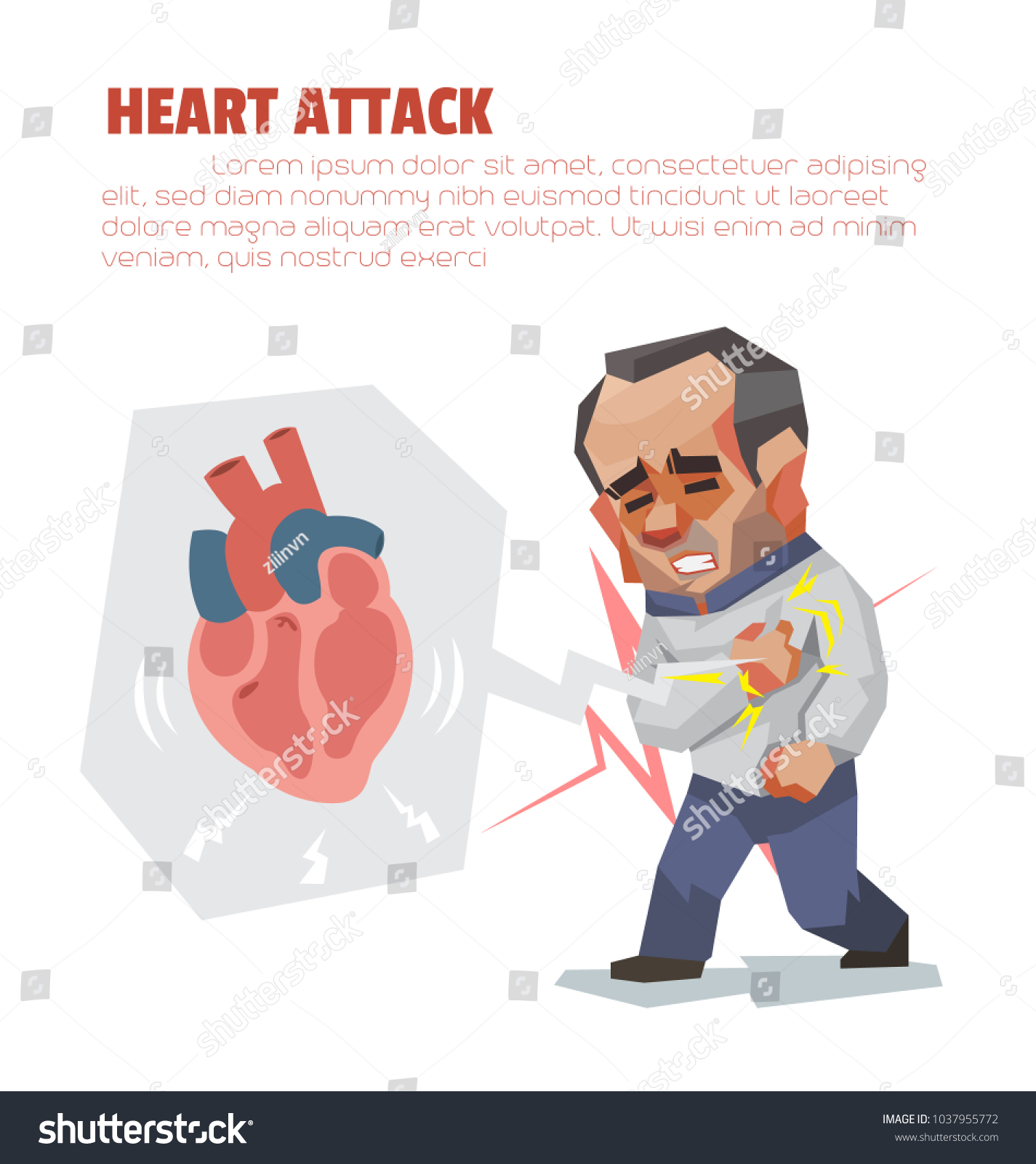Heart Attack Vector Cartoon Illustration Stock Vector (Royalty Free ...