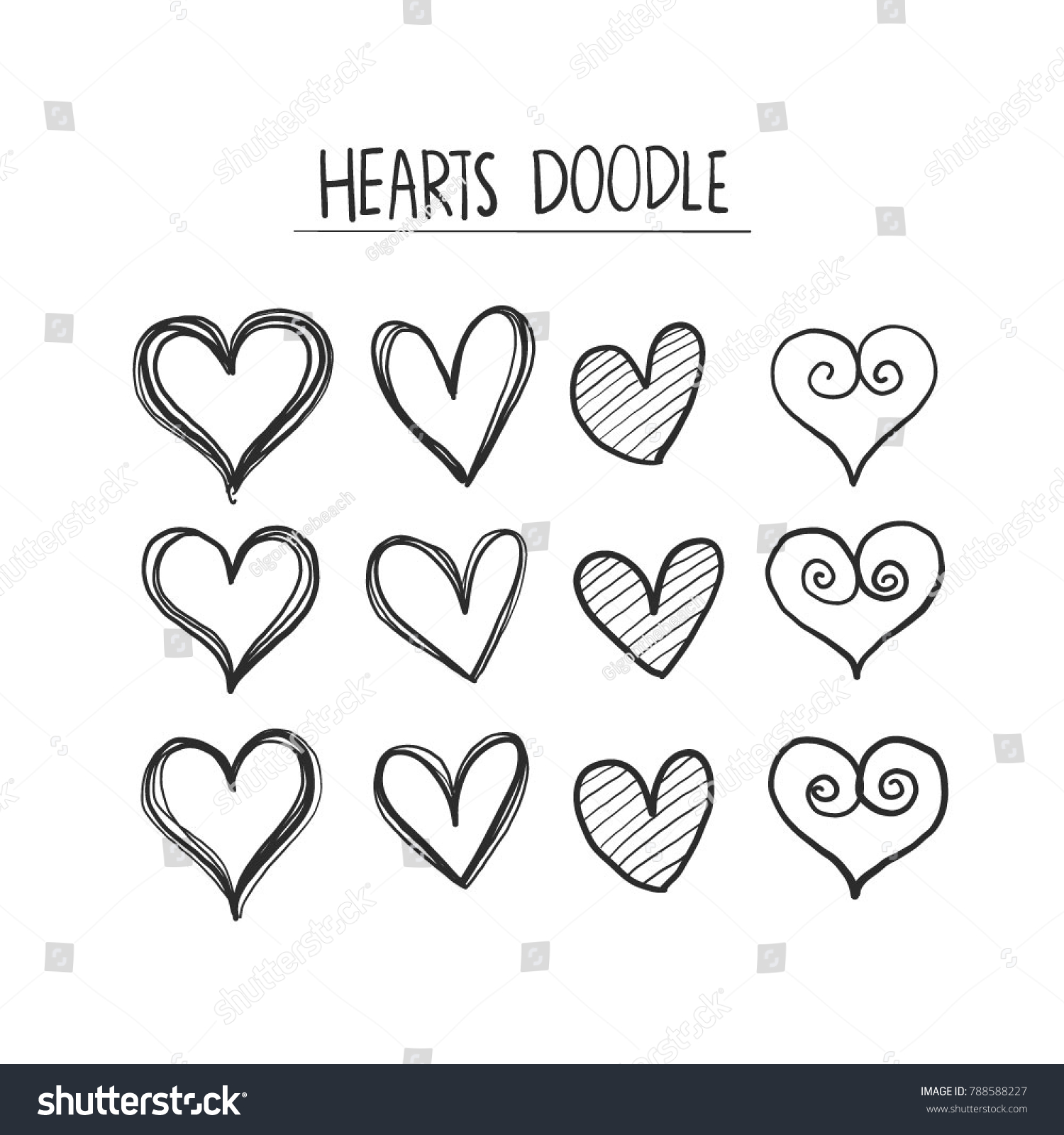 Heart Doodles Vector Illustration Stock Vector (Royalty Free) 788588227 ...