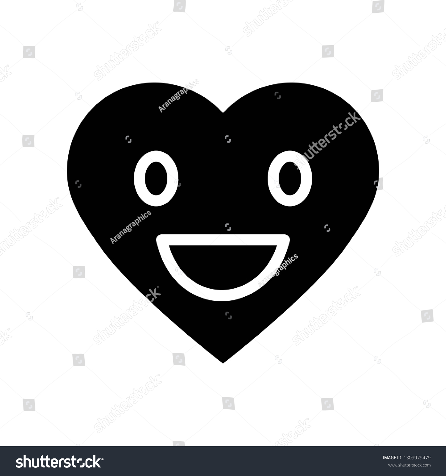 Heart Emoticon Vector Illustration Isolated Solid Stock Vector (Royalty ...
