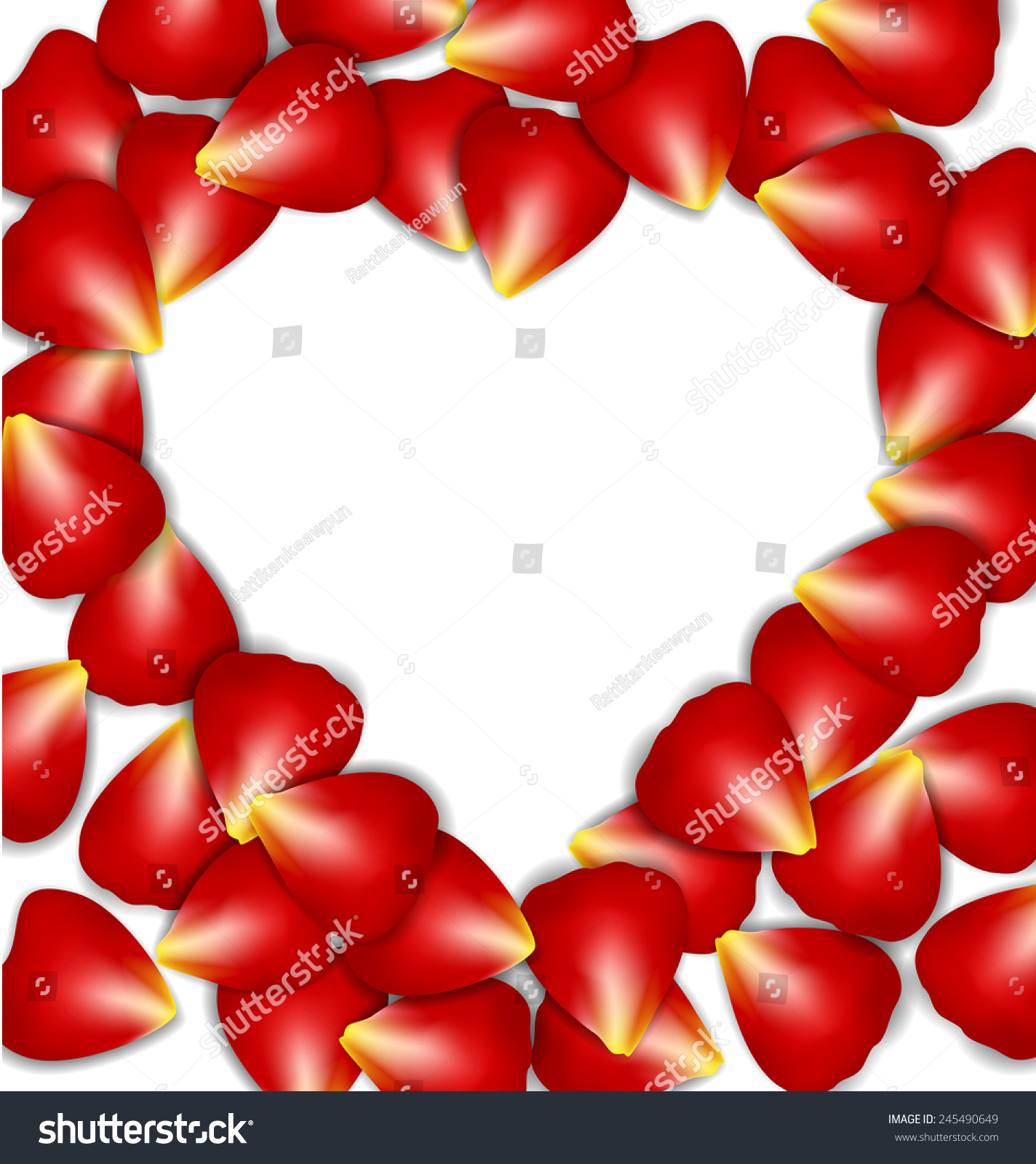 Heart Frame Red Rose Petals Vector Stock Vector (Royalty Free ...