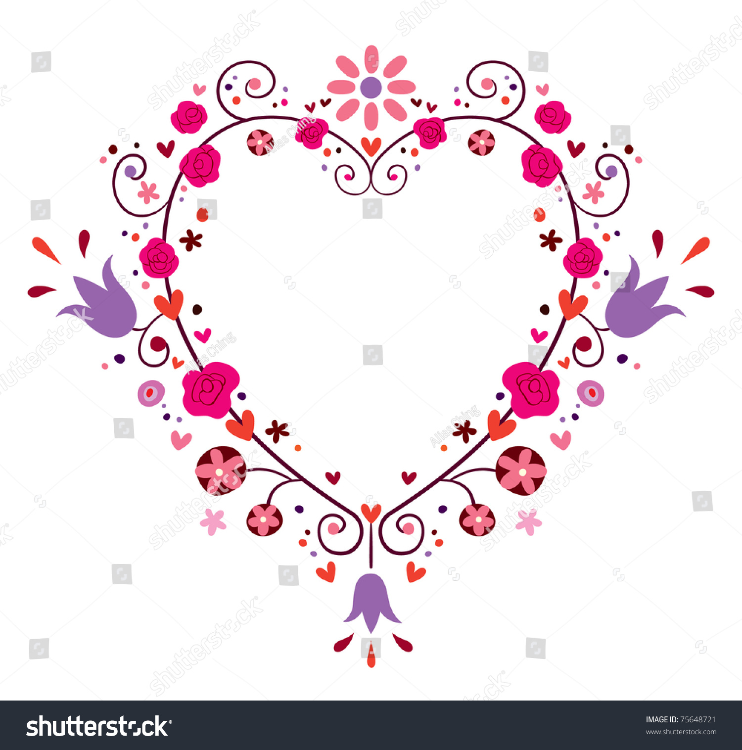 Heart Frame Flowers Stock Vector 75648721 - Shutterstock