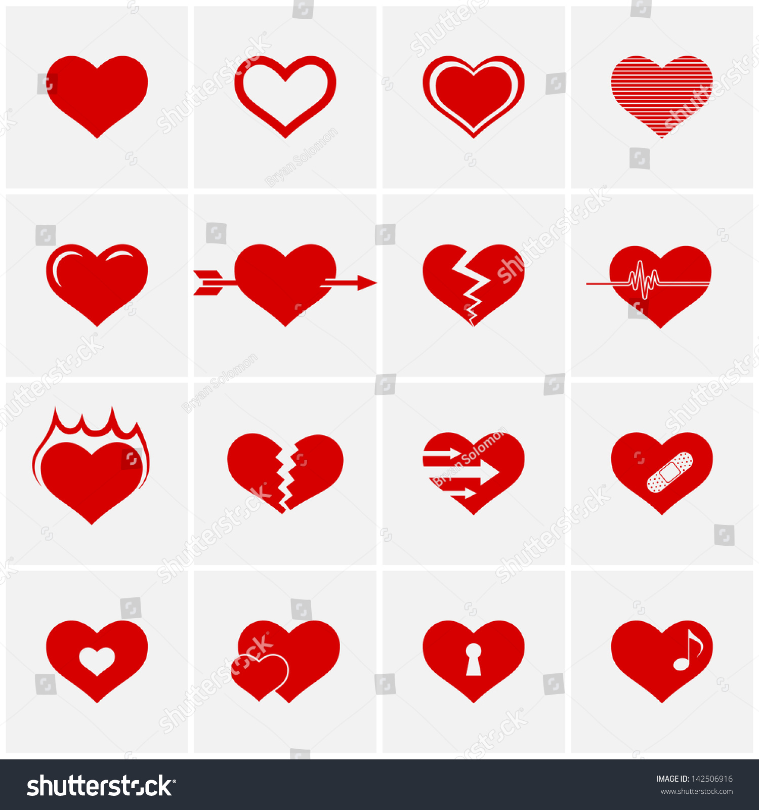 Heart Icon Set Stock Vector 142506916 - Shutterstock
