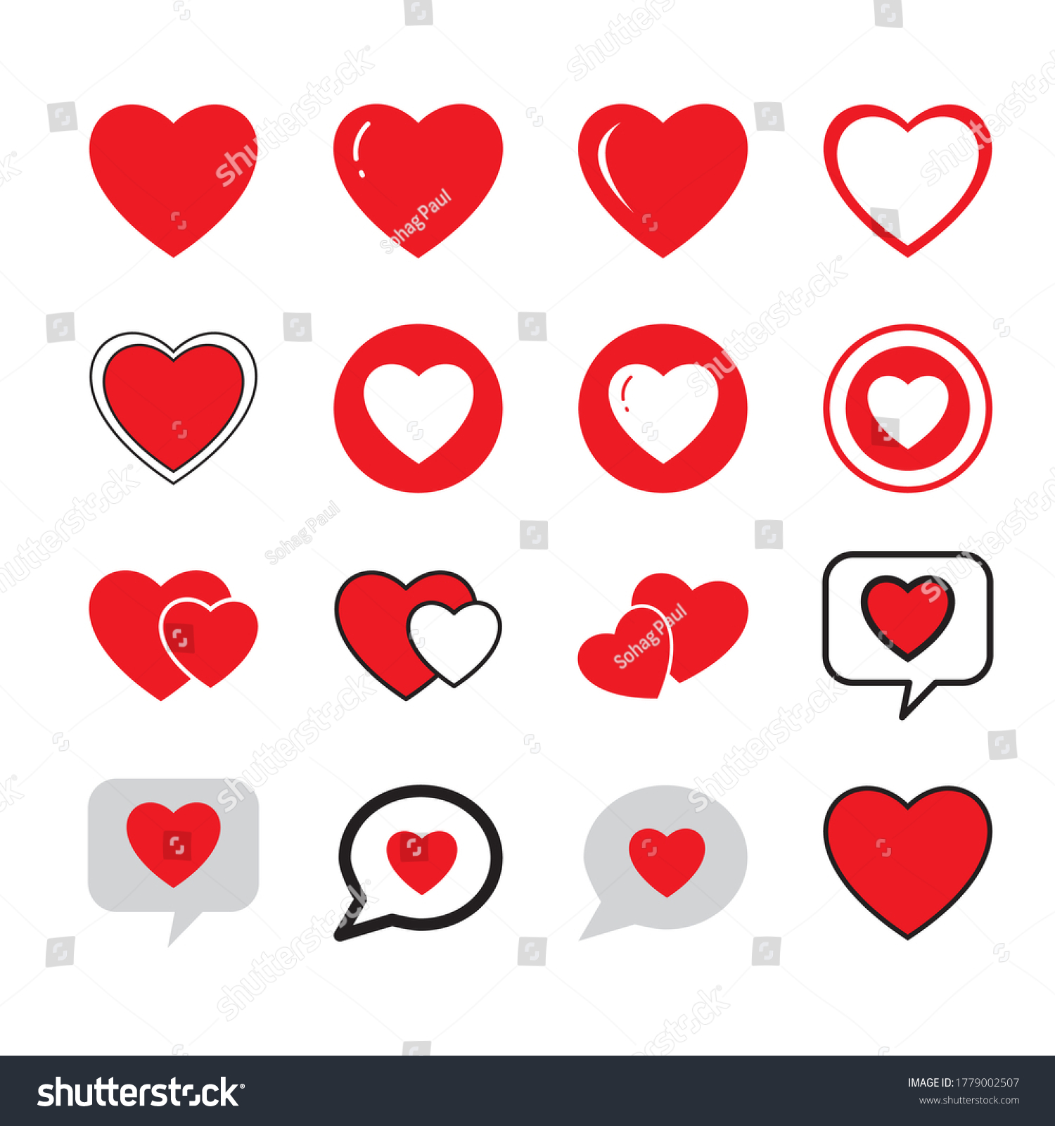 Heart Icon Set Design Vector Stock Vector (Royalty Free) 1779002507 ...