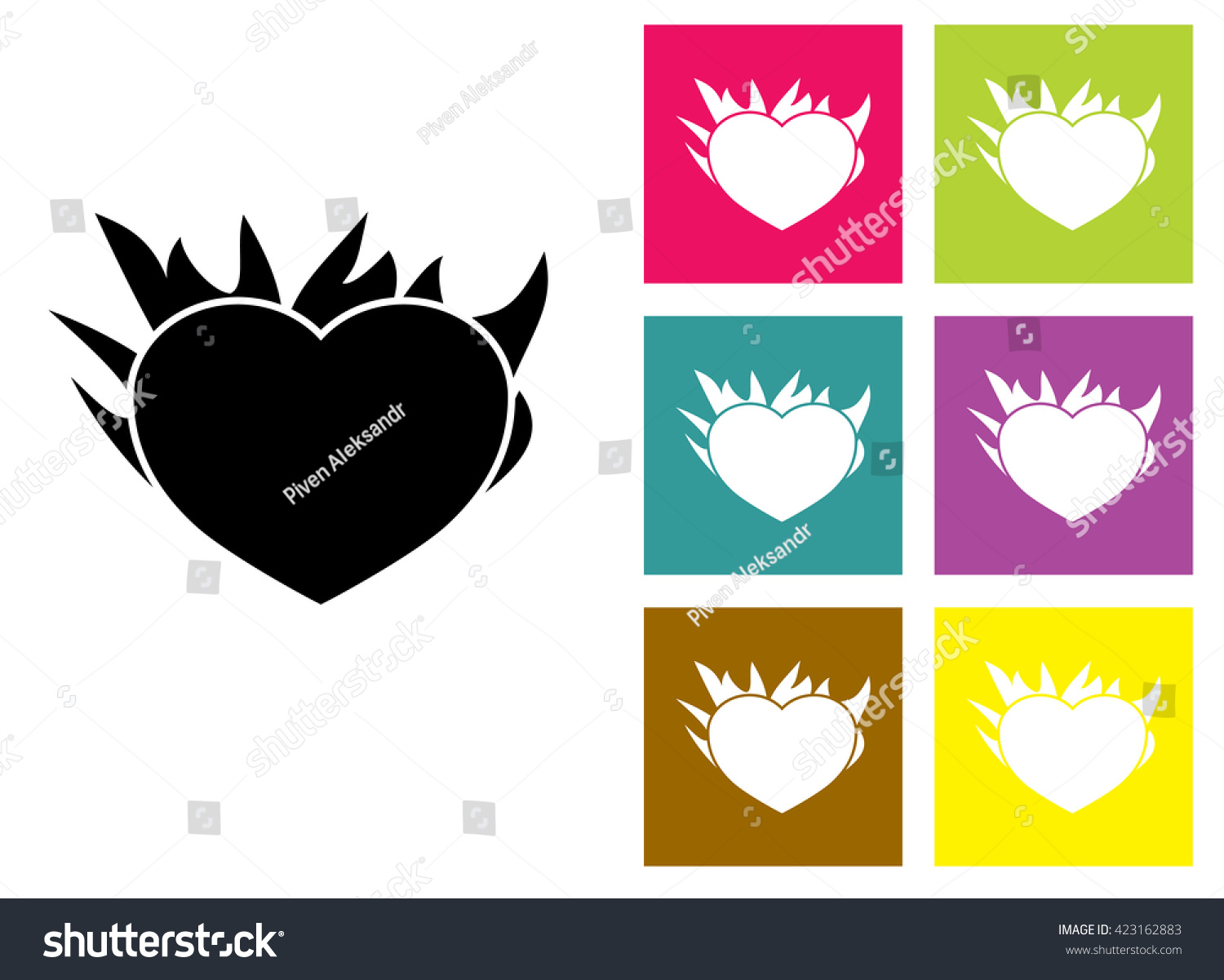 Heart Fire Icon Vector Image Stock Vector (Royalty Free) 423162883
