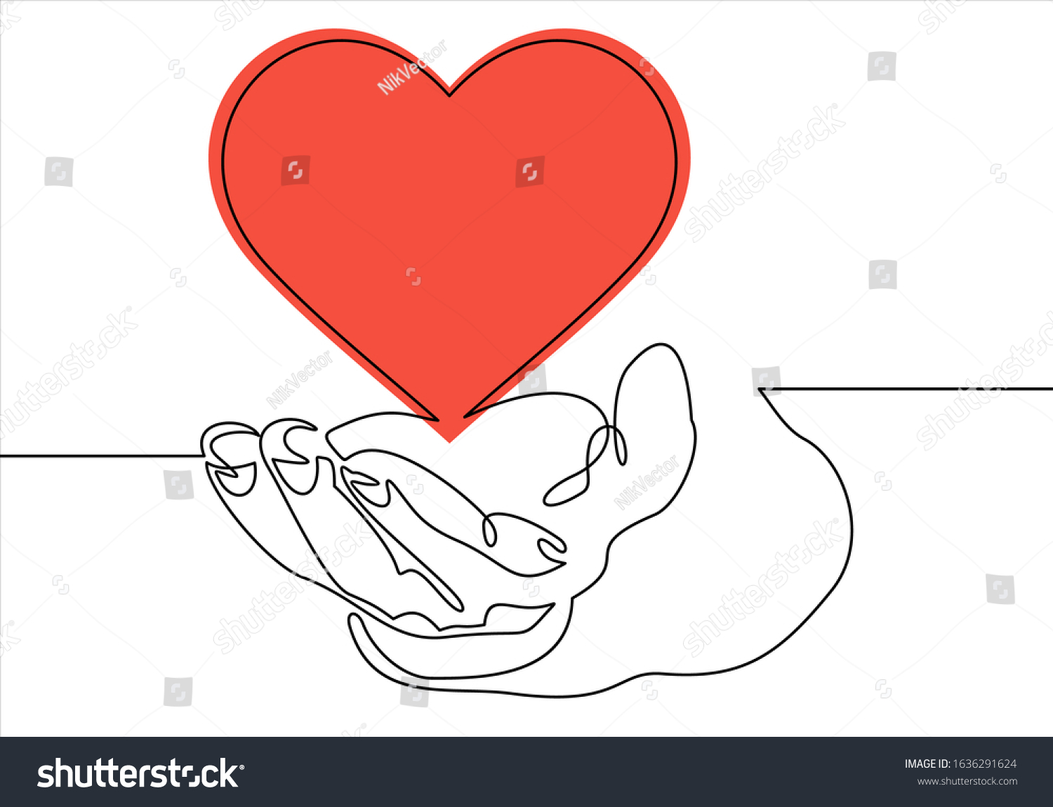 Heart Handcontinuous Line Drawing Stock Vector Royalty Free