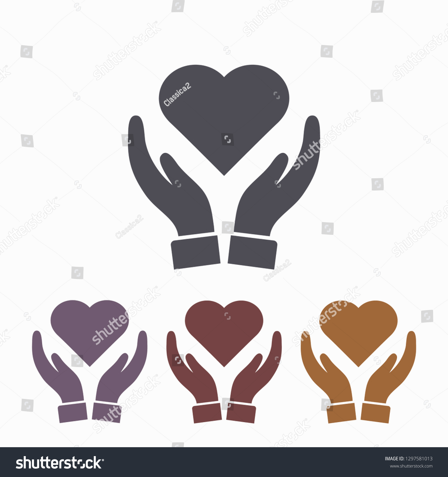 Heart Hand Icon Vector Stock Vector (Royalty Free) 1297581013 ...