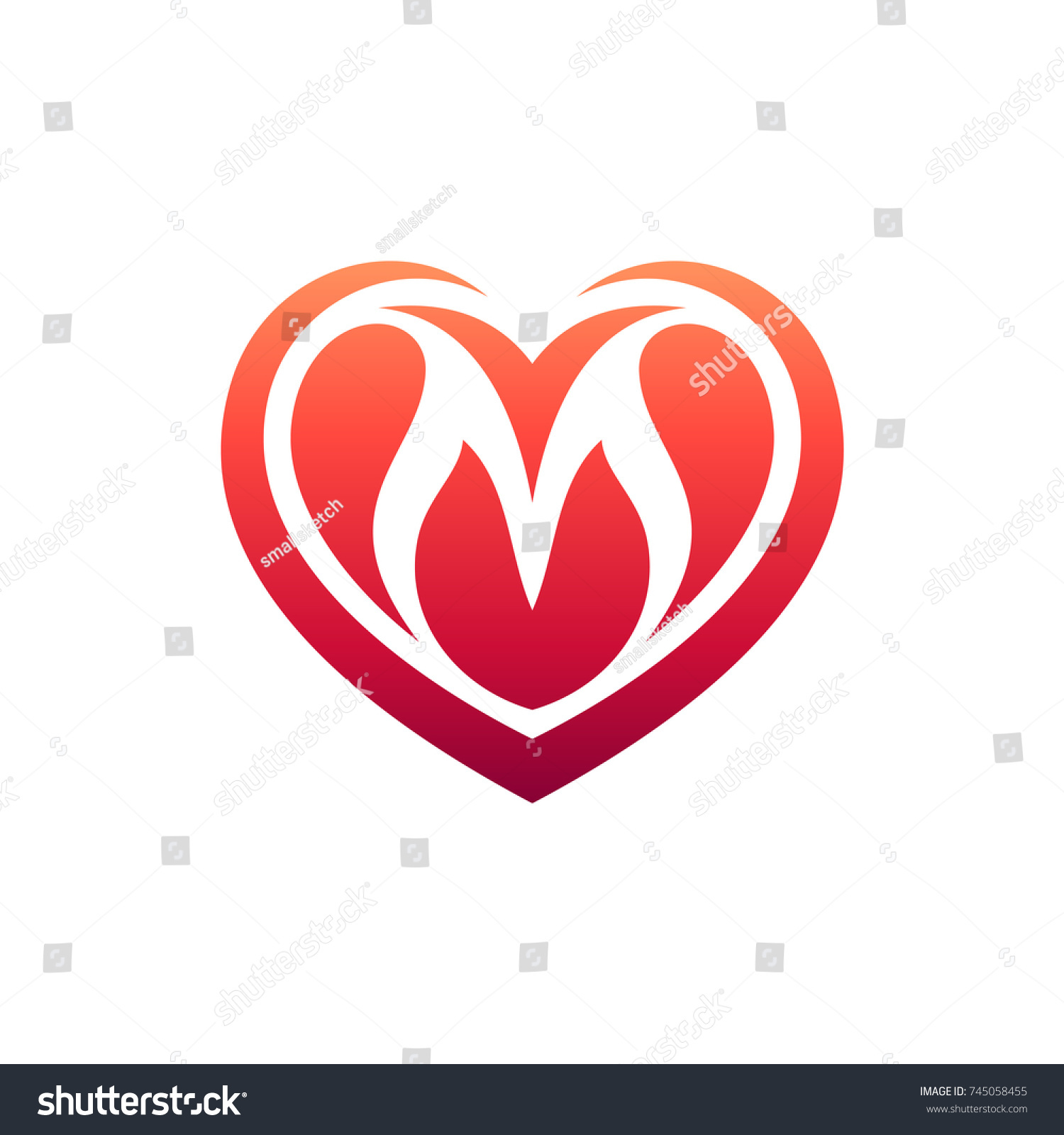 Heart Letter M Initial Logo Stock Vector (Royalty Free) 745058455