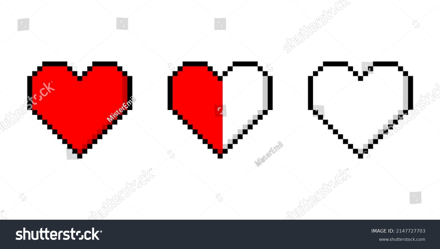 Heart Pixel Icon Set Simple Design Stock Vector (Royalty Free ...