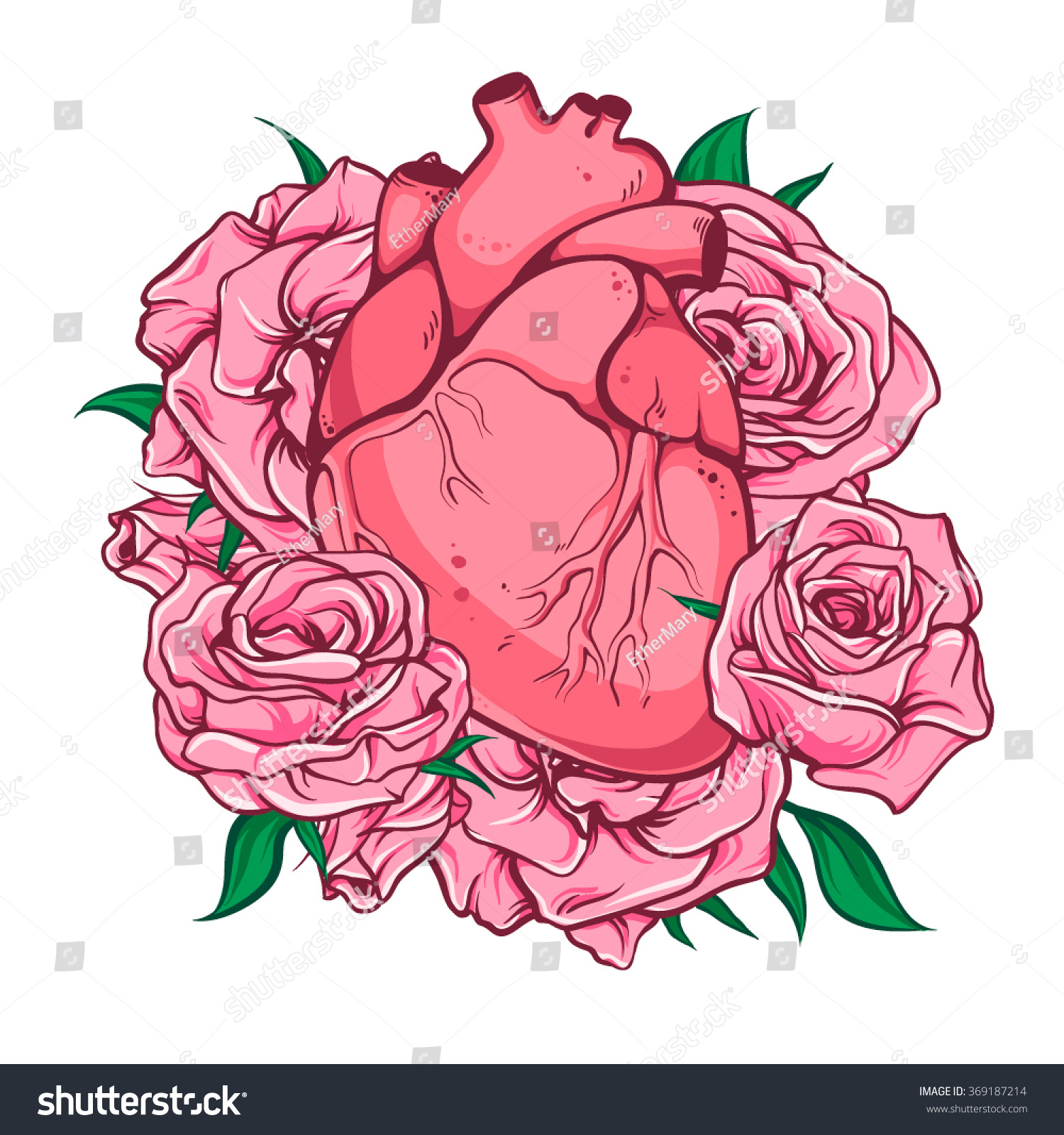 Heart Rose Vector Illustration Stock Vector (Royalty Free) 369187214 ...