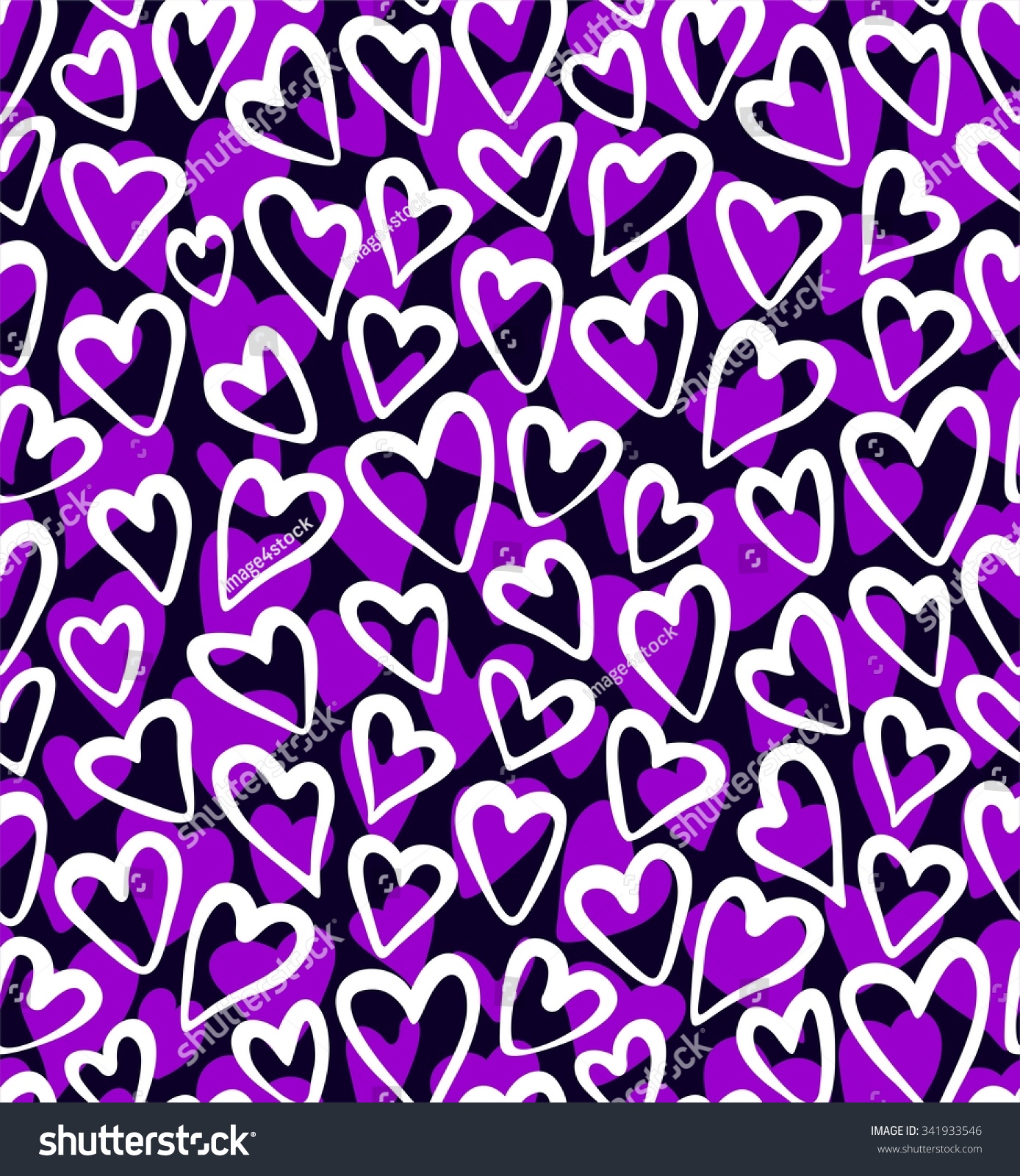 Heart Seamless Pattern Hand Drawn Wedding Stock Vector (Royalty Free ...