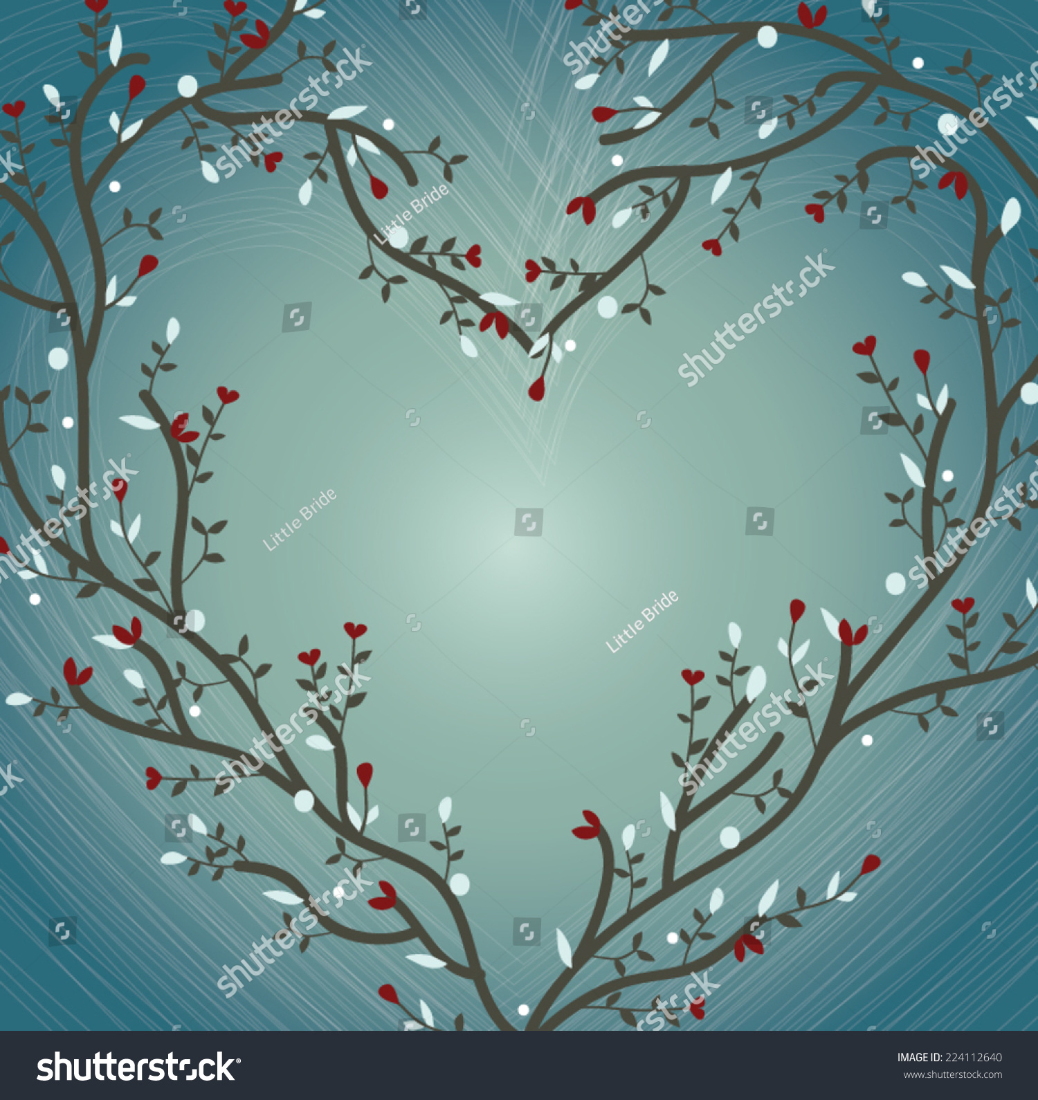 Heart Shape Branch Flower Vector Stock Vector (Royalty Free) 224112640 ...