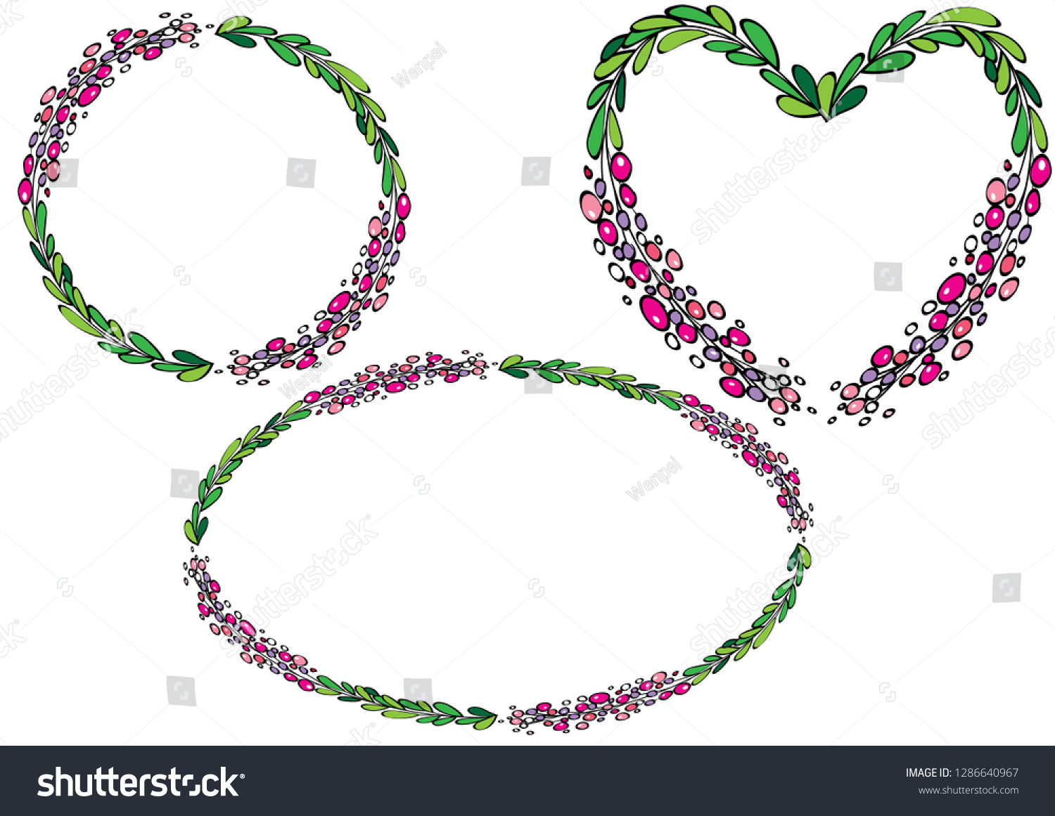 Heart Shape Flower Border Vector Stock Vector (Royalty Free) 1286640967