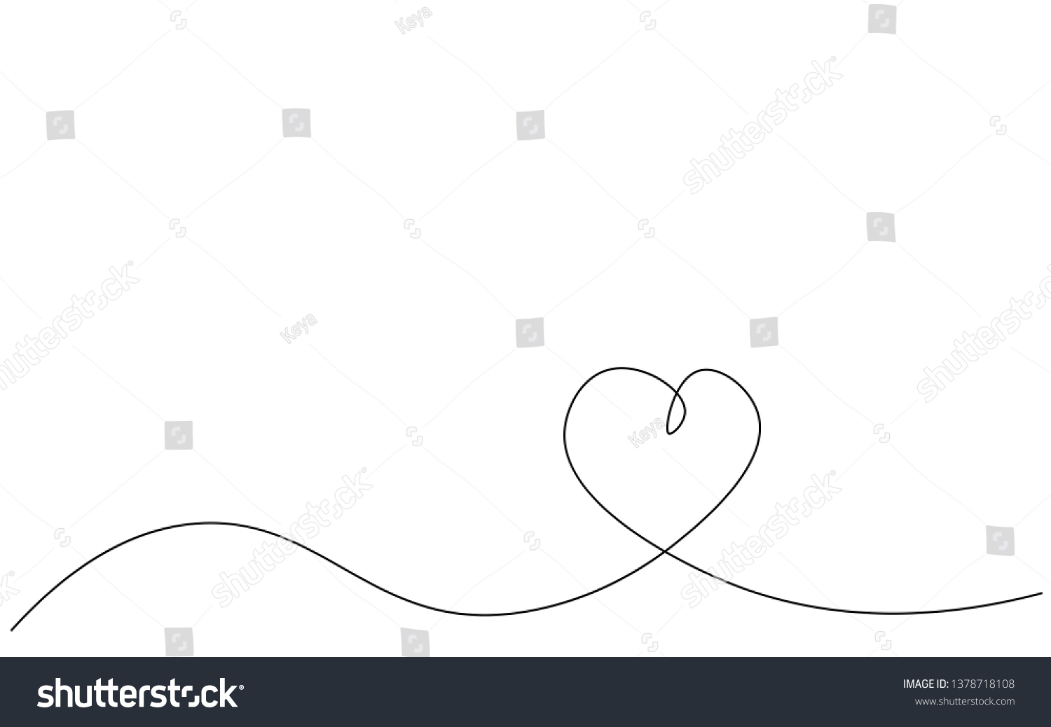 Heart Shape One Line Drawing Vector Stock Vector (Royalty Free) 1378718108