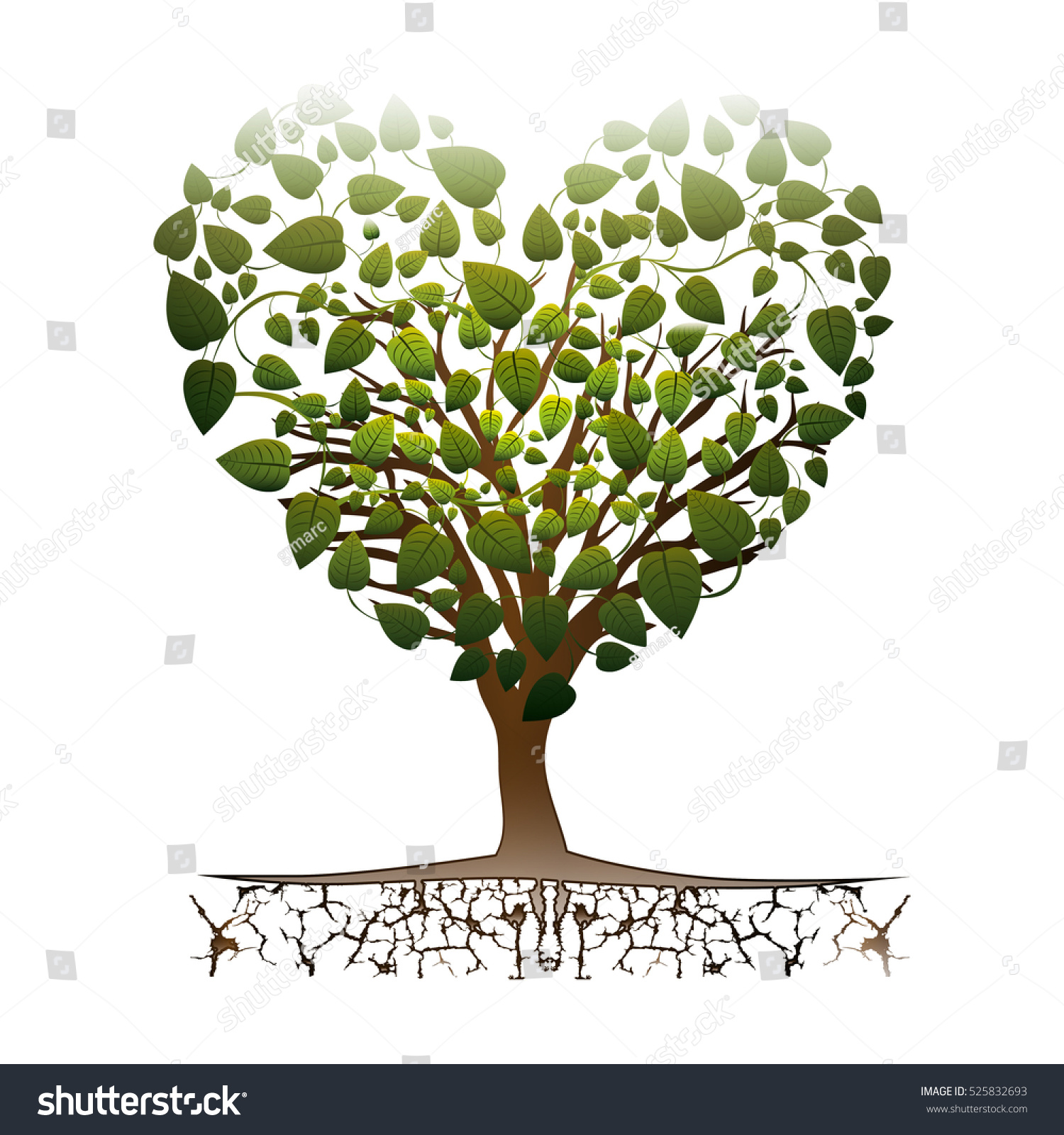 Heart Shape Tree Colorful Leafy Branches Stock Vector 525832693 ...