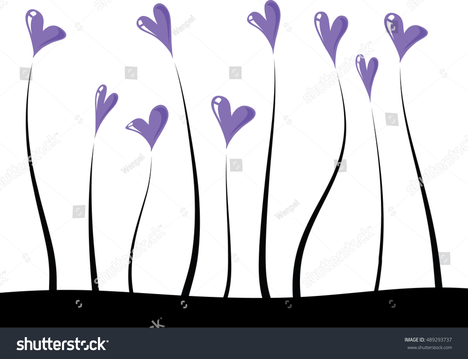 Heart Shape Plant Vector Drawing Stock Vector (Royalty Free) 489293737