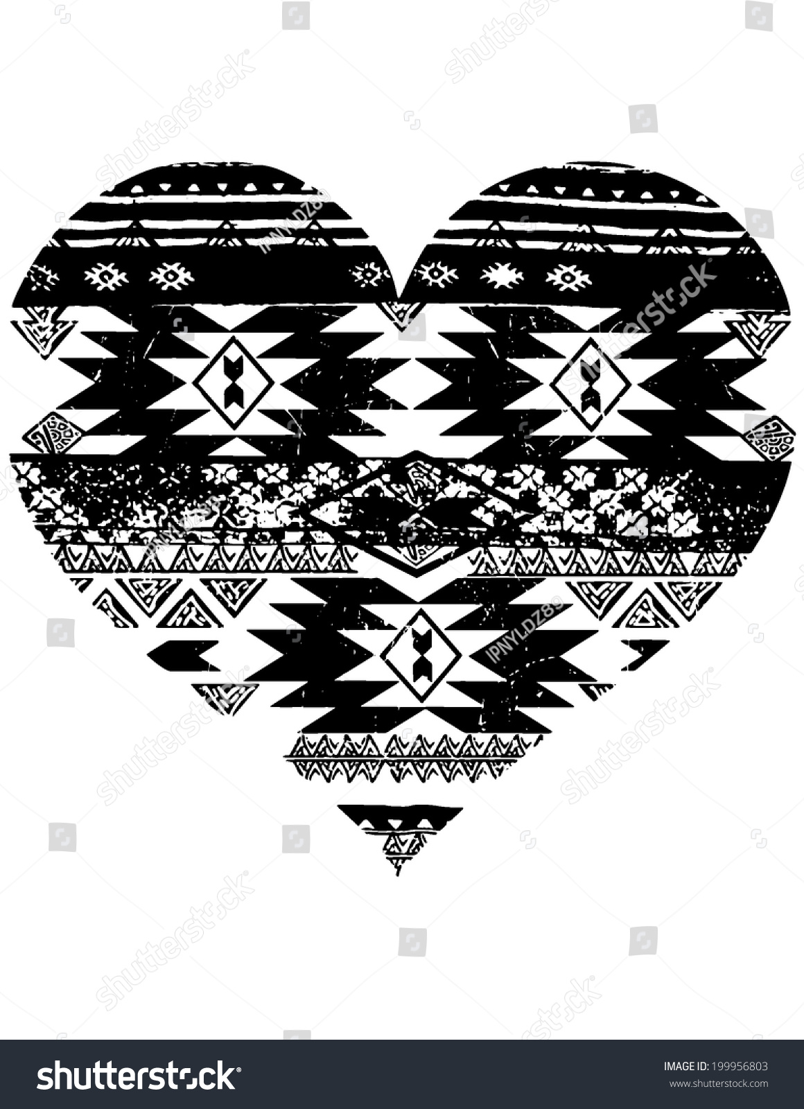 Heart Shaped Aztec Ethnic Vector: vector de stock (libre de regalías ...