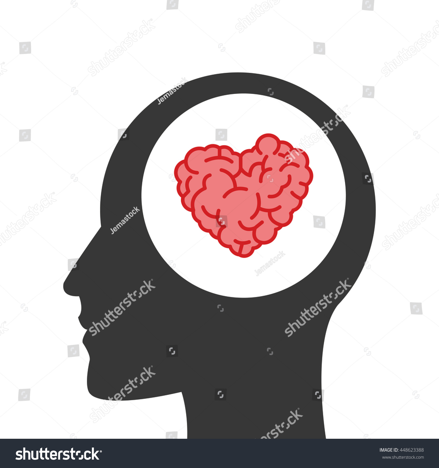 Heart Shaped Brain Inside Human Head: เวกเตอร์สต็อก (ปลอดค่าลิขสิทธิ์ ...