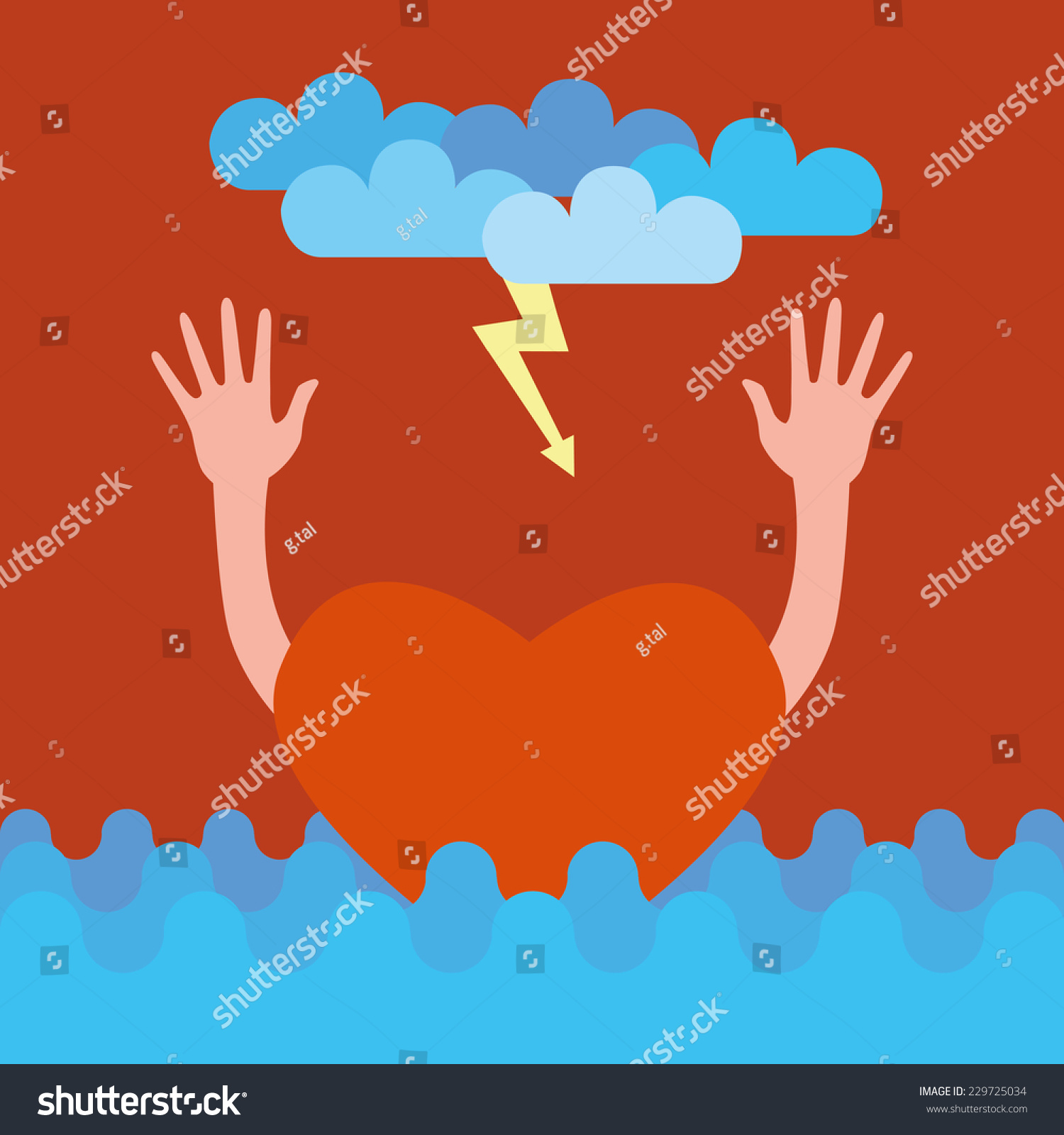 Heart Sinking Storm Vector Stock Vector (Royalty Free) 229725034