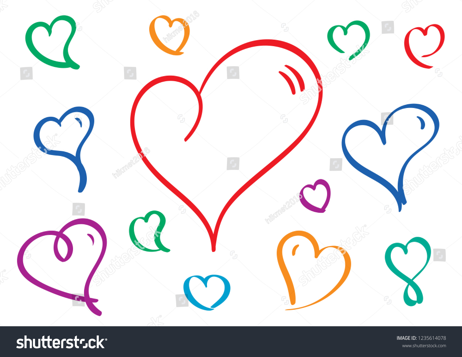 Heart Symbol Set Hand Drawn Vector Stock Vector (Royalty Free ...
