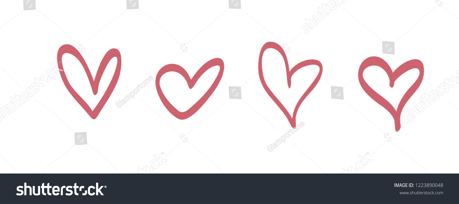 Heart Symbols Hand Drawn Vector Icons Stock Vector Royalty Free